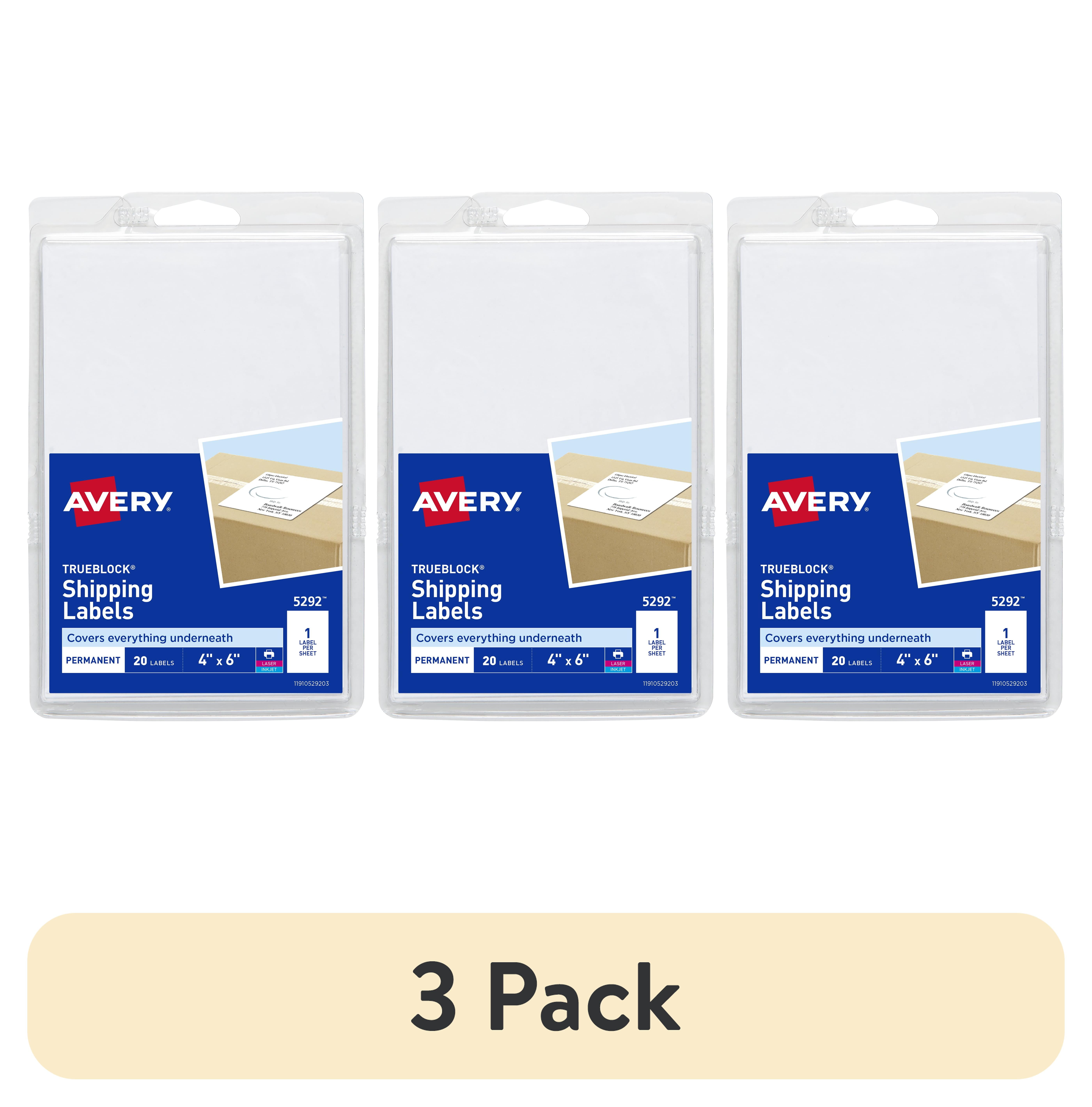 (3 pack) Avery Shipping Labels, Permanent Adhesive, 4" x 6", 20 Labels ...