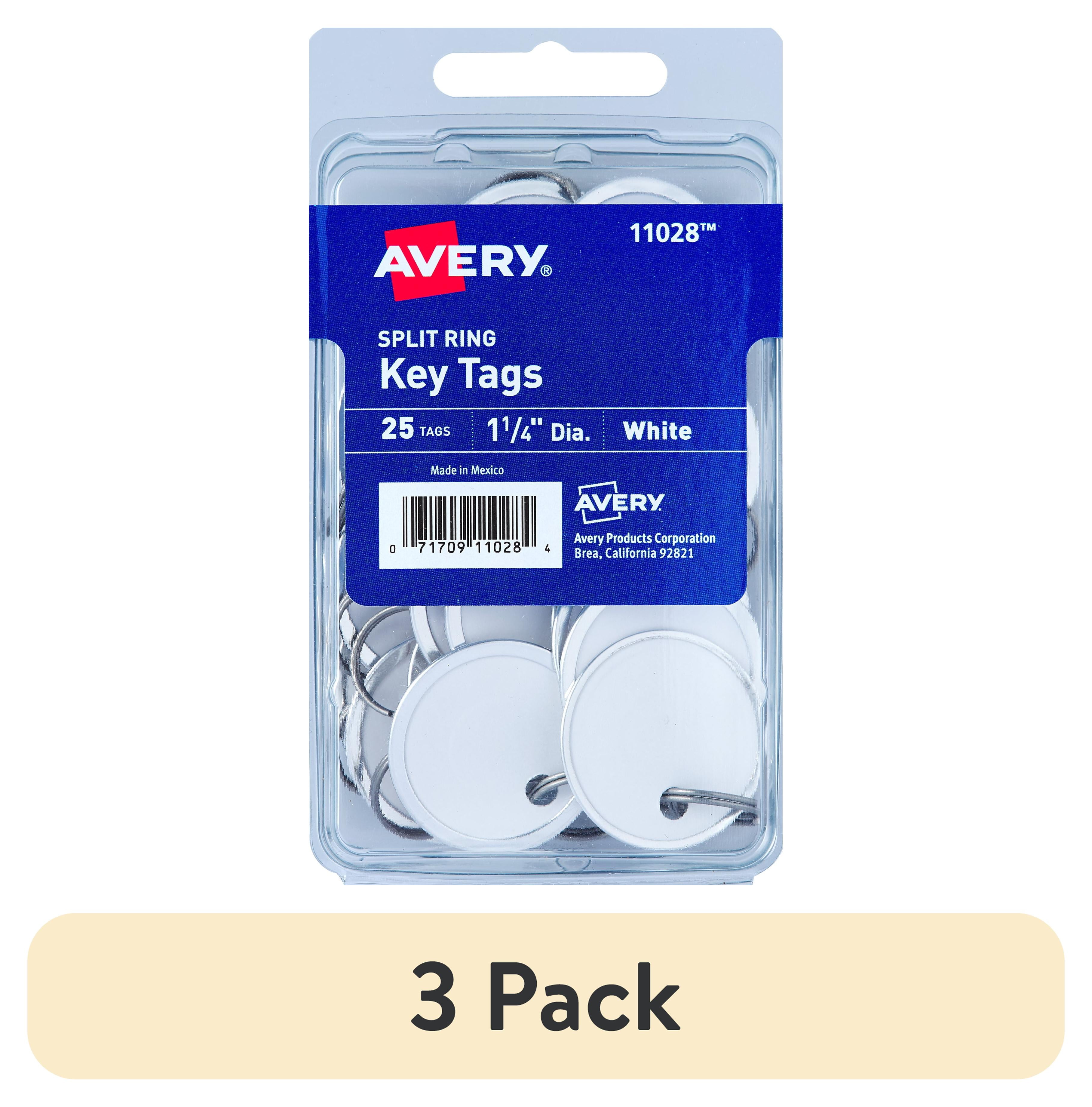 (3 pack) Avery Split Ring Key Tags, 1-1/4" Round, Metal, Paper, White ...