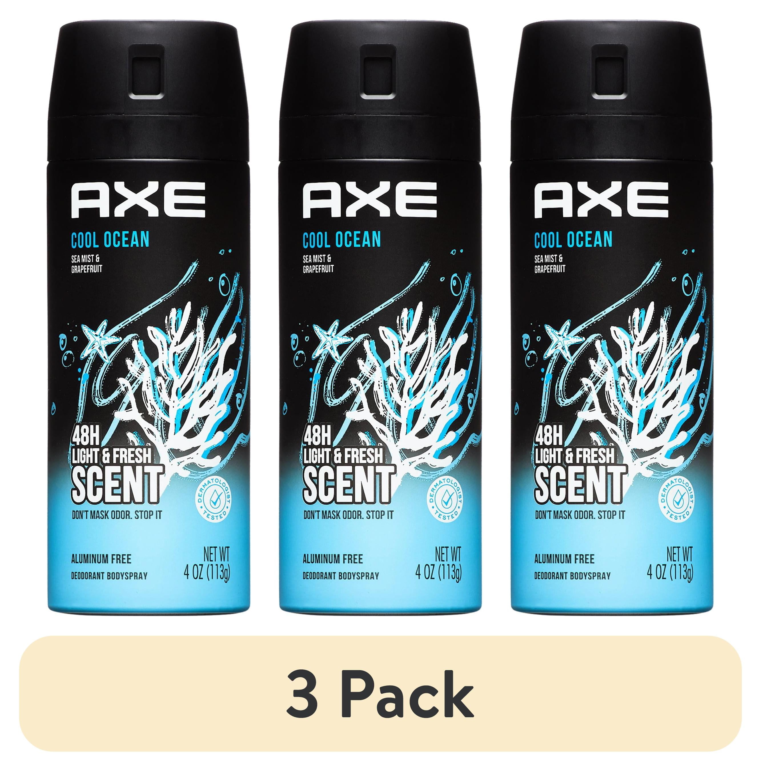 (3 pack) Axe Cool Ocean 48H Light & Fresh Deodorant Body Spray, 4 oz ...