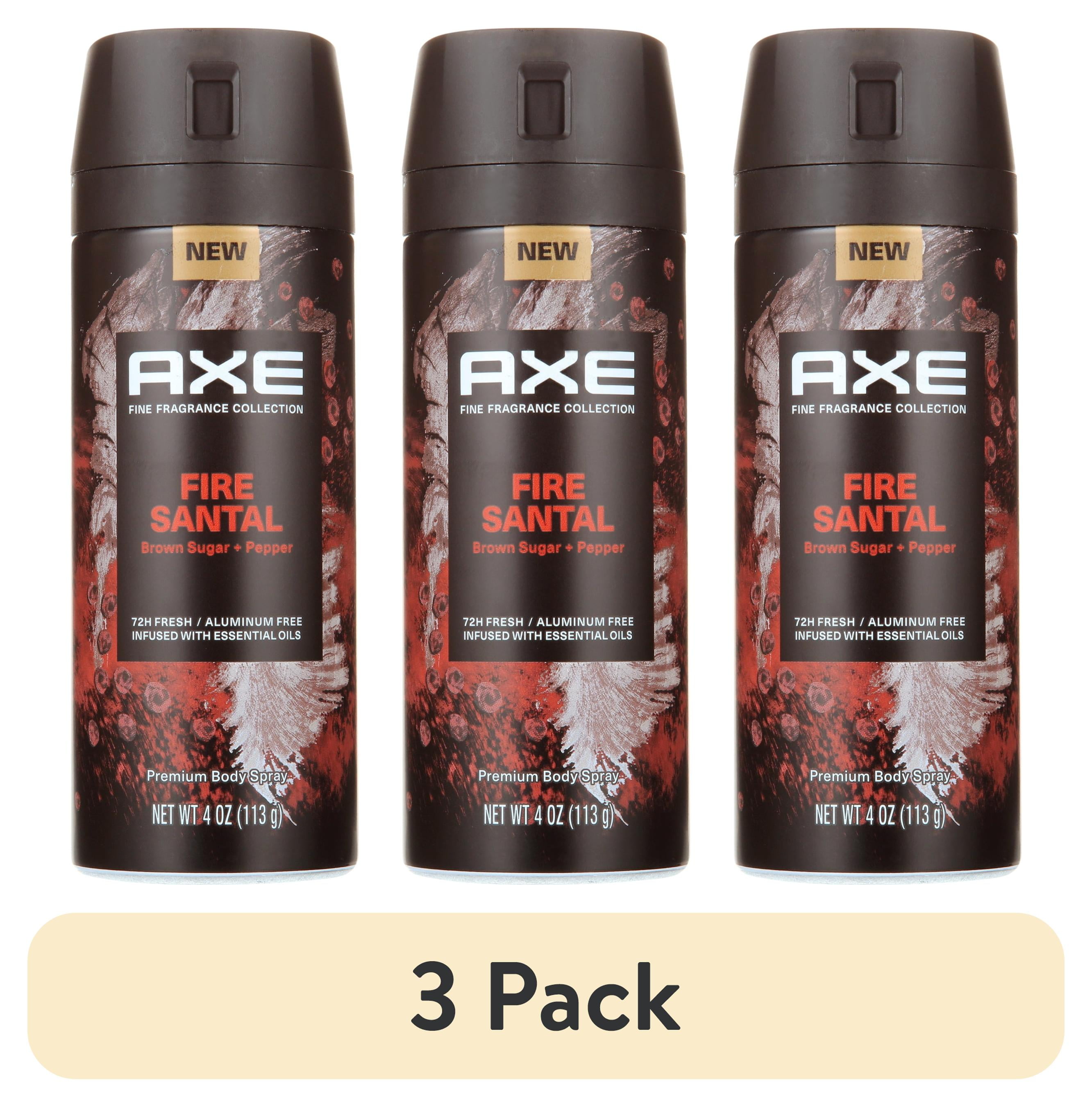 (3 pack) Axe Fine Fragrance Men's Deodorant Spray Fire Santal Brown ...