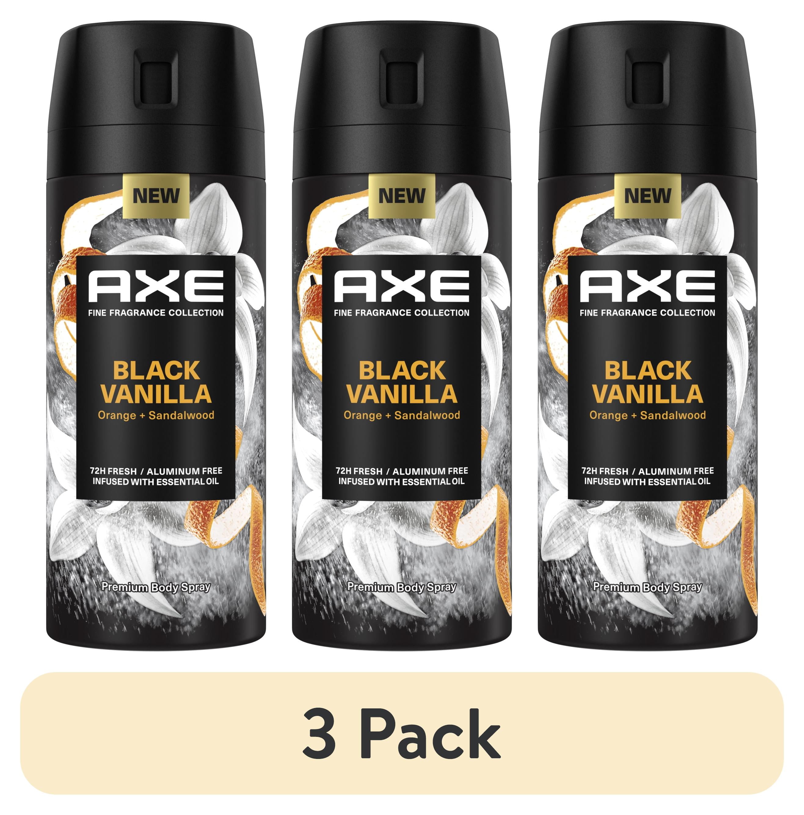 (3 pack) Axe Fine Fragrance Men's Fresh Deodorant Body Spray Black Vanilla, Aluminum Free, 4 oz ...