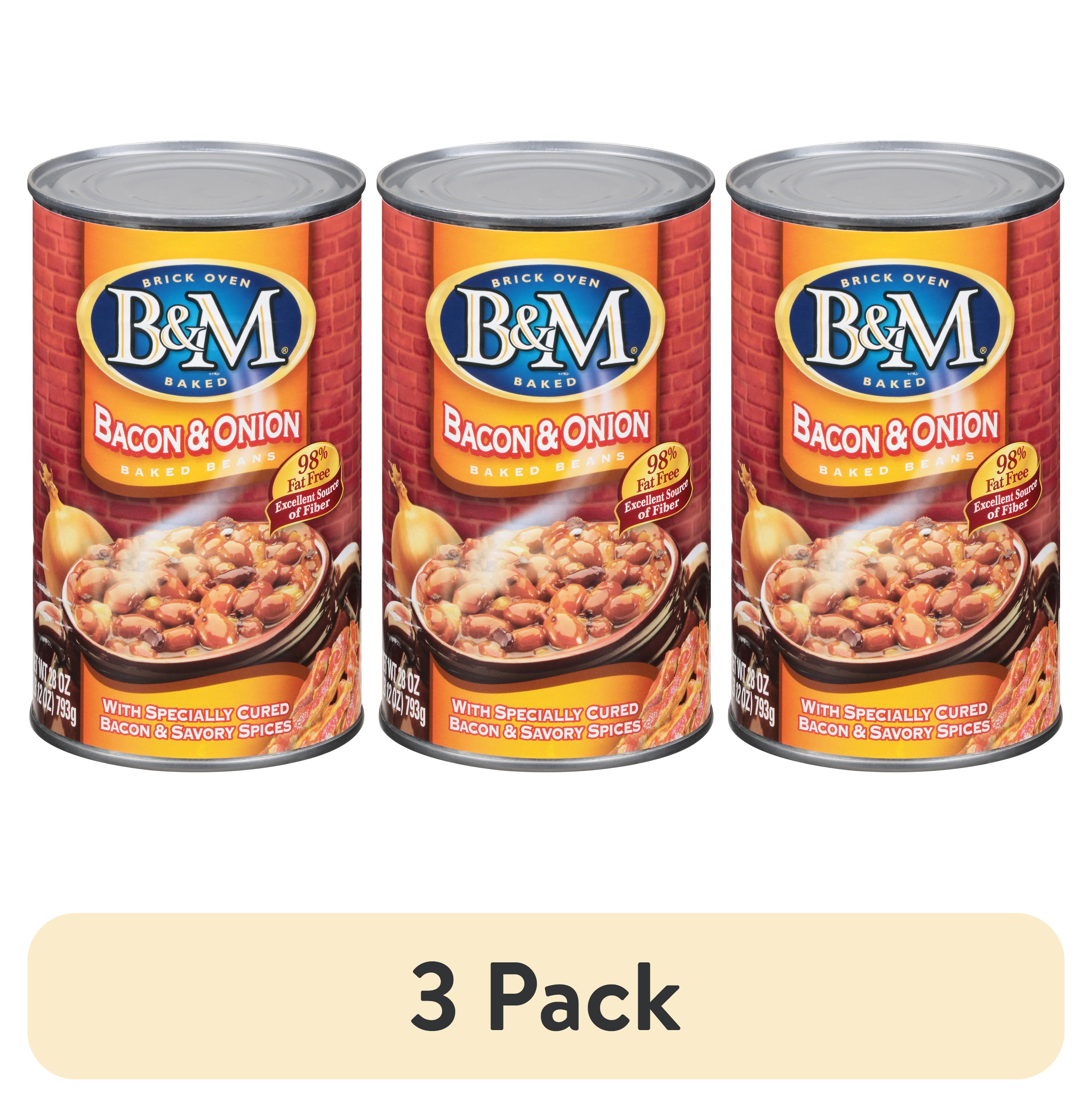 (3 pack) B&M Bacon & Onion Baked Beans, Canned Beans, 28 oz Can ...