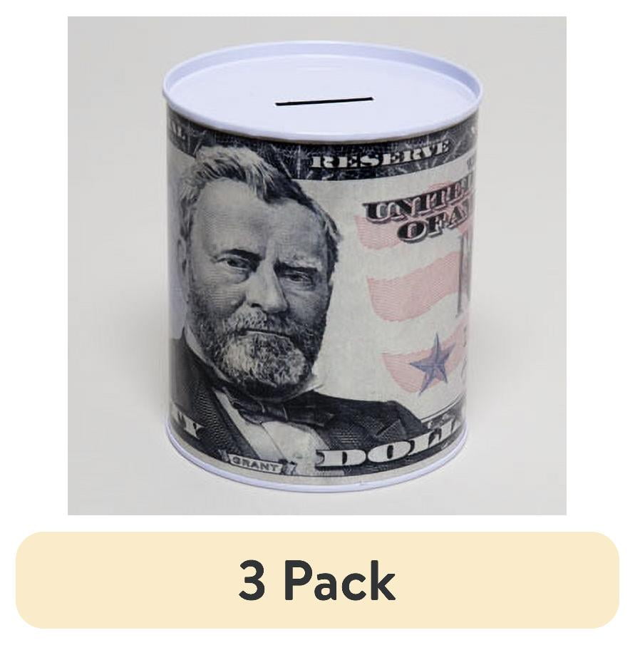 (3 pack) BANK METAL W/REMOVEABLE LID $50 & $100 DESIGN IN PDQ, Case ...