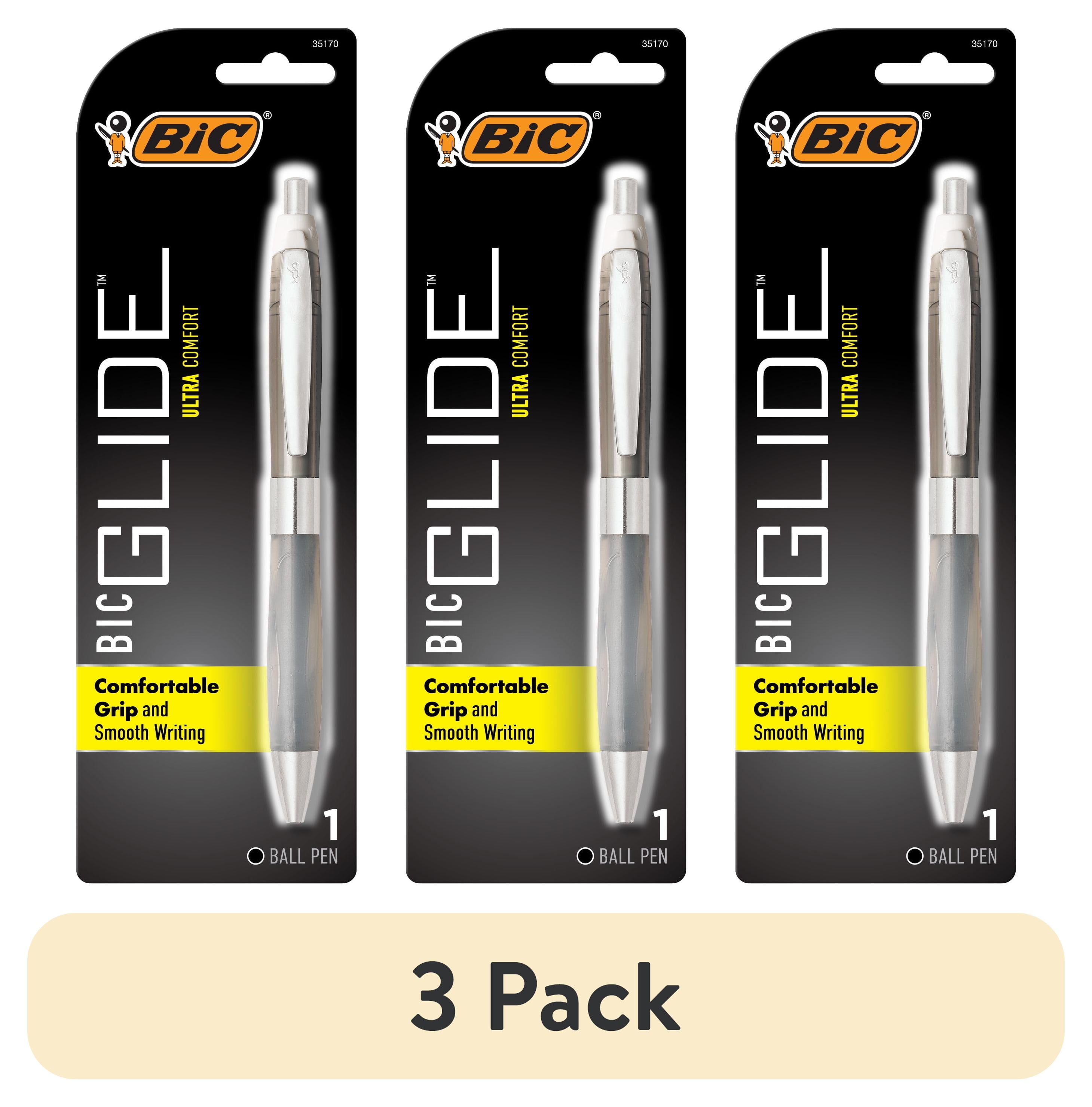 (3 pack) BIC Glide Comfort Medium Point Black Retractable Ball Pen, 1 ...