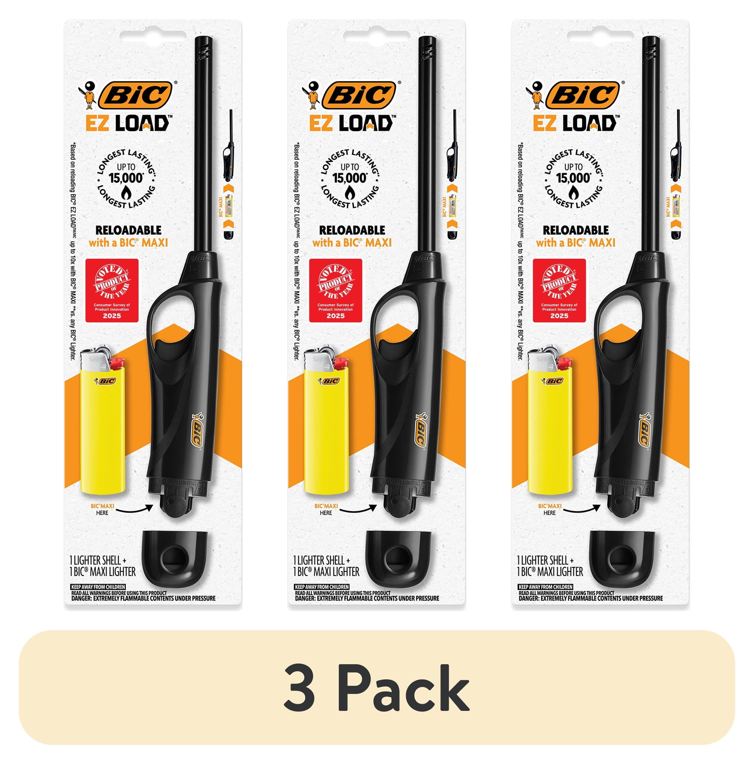 (3 pack) BIC EZ LOAD Reloadable Multi Purpose Long Lighter, 1 BIC EZ ...