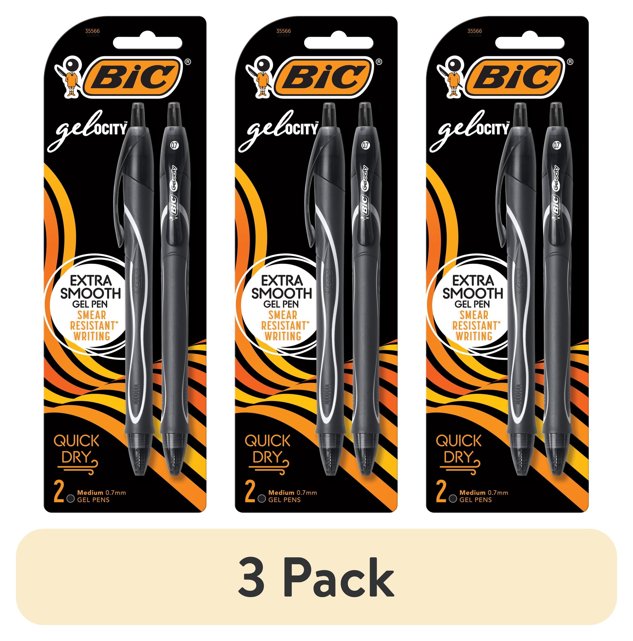 (3 pack) BIC Gelocity Quick Dry Medium Point Black Ink Gel Pens, 0.7mm ...