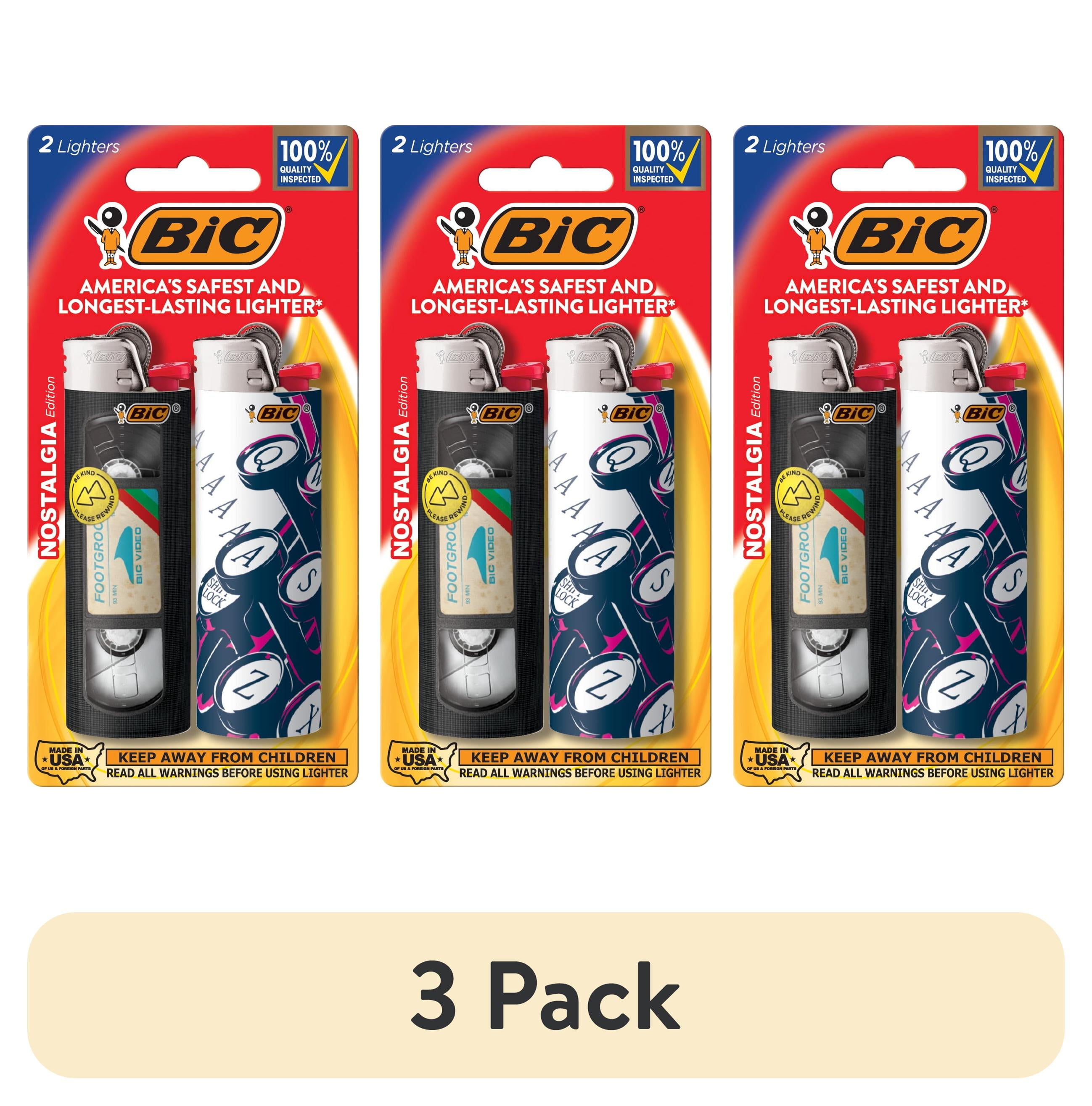 (3 pack) BIC Maxi Lighter Nostalgia, 2 Pack (Patterns may vary ...