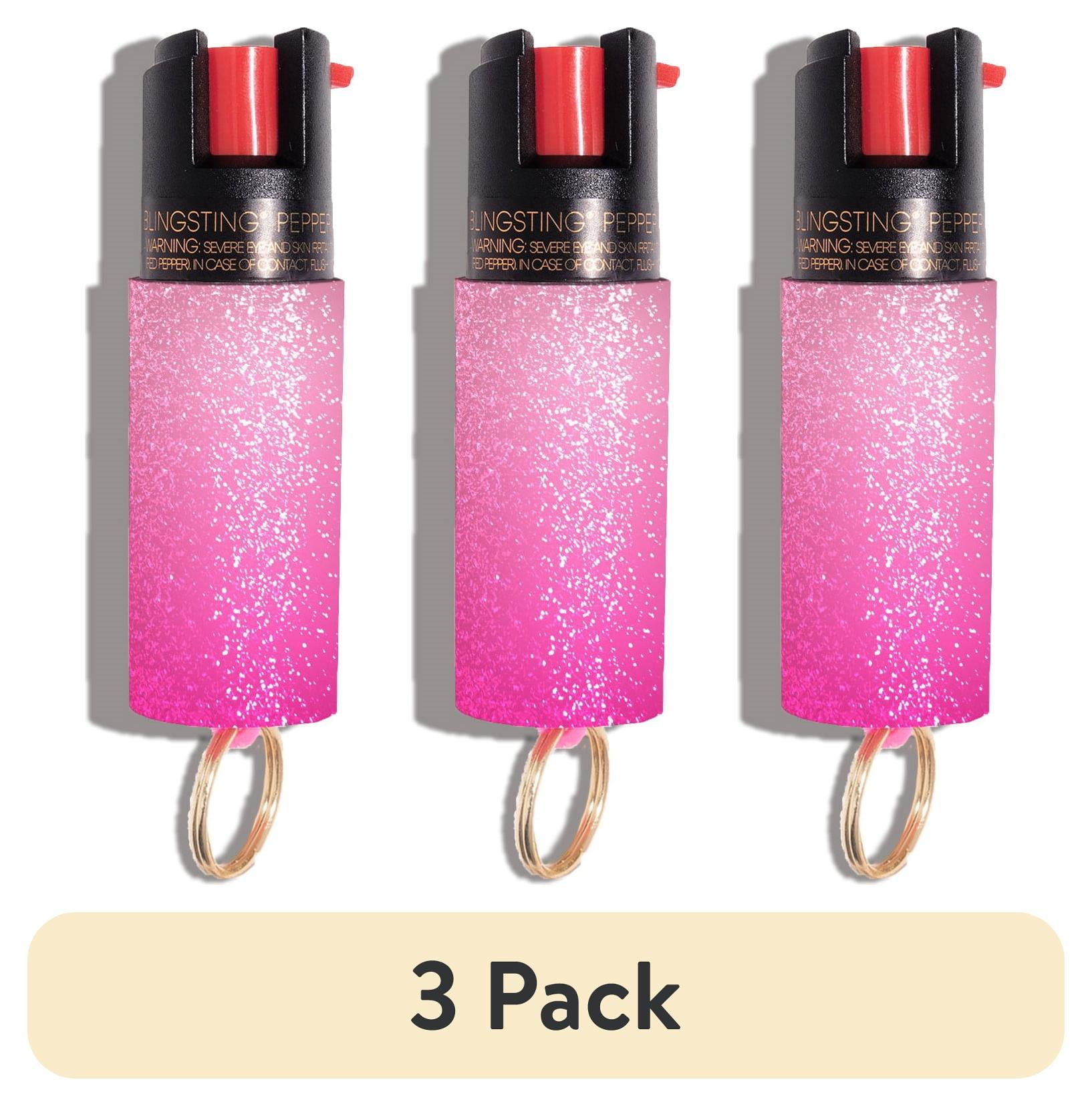 (3 pack) BLINGSTING Essentials Compact Pepper Spray with Key Ring, Pink ...