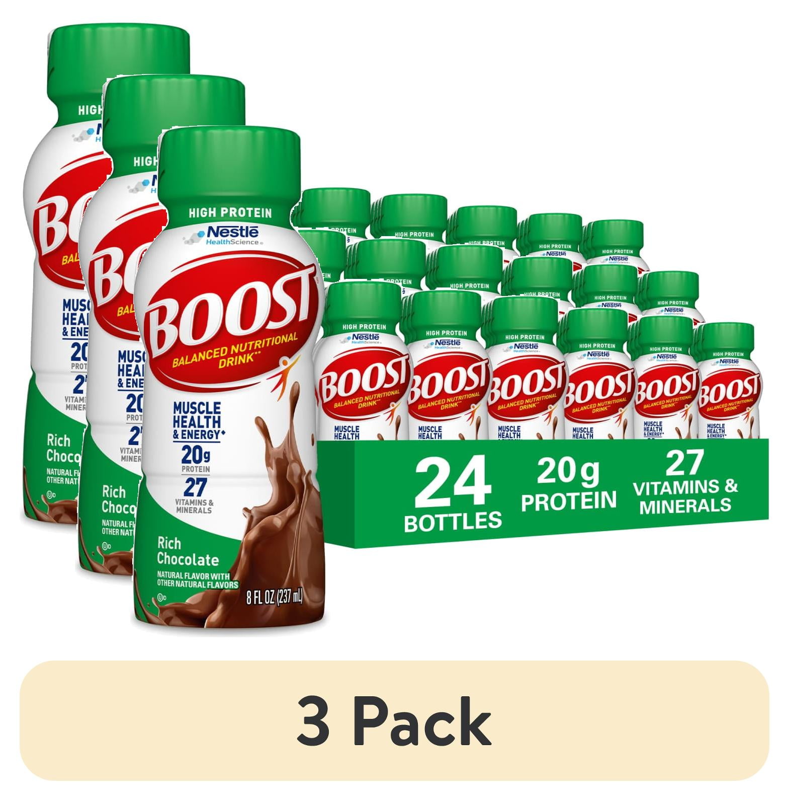 (3 pack) BOOST 20g High Protein Nutritional Drink Shakes, Rich ...