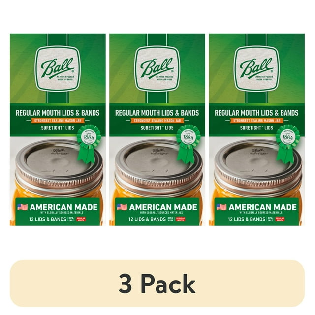 (3 pack) Ball Regular Mouth Canning Lids and Rings, 12-Pack – Airtight ...