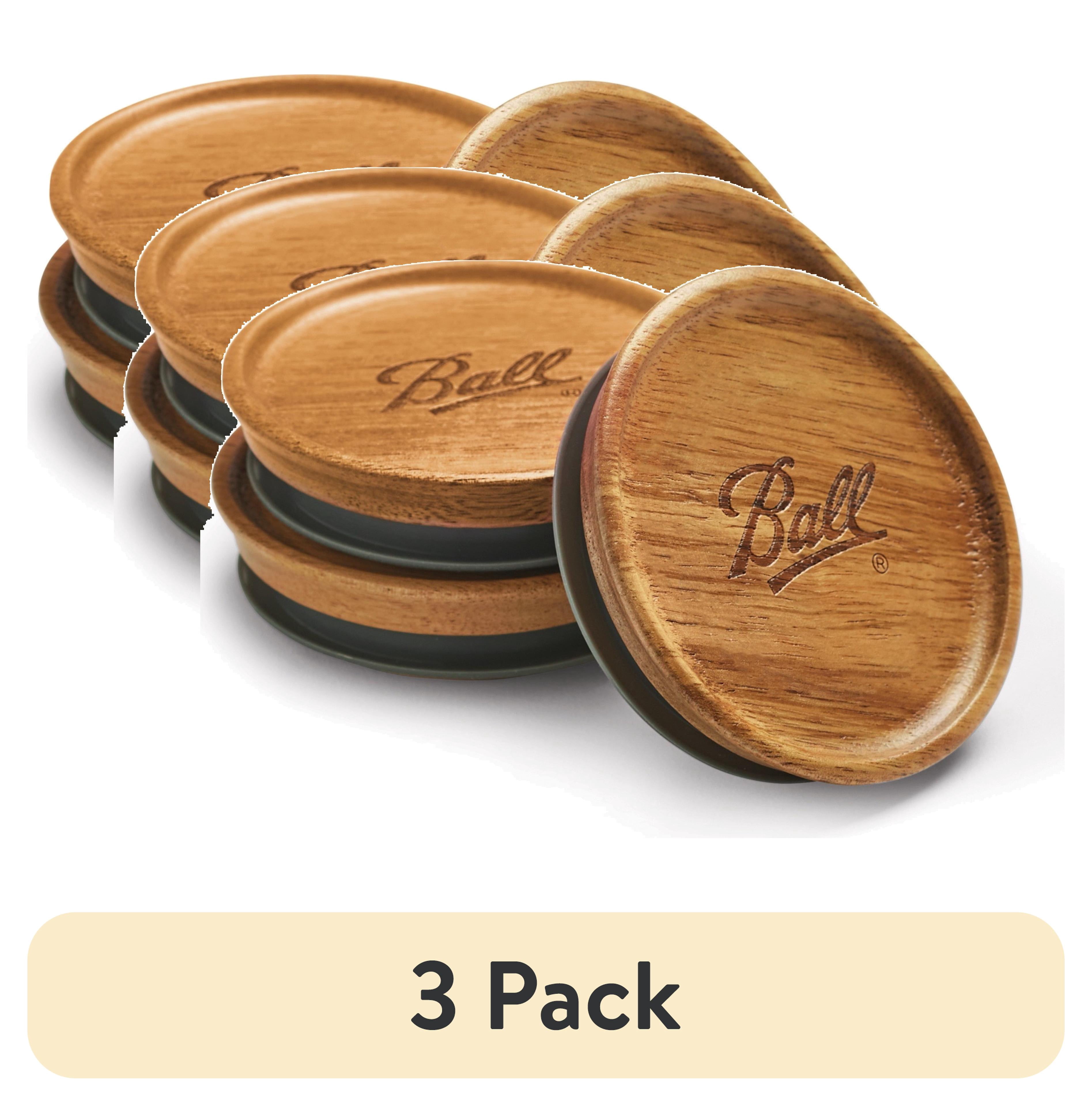 (3 pack) Ball Regular Mouth Wooden Mason Jar Lids, 3-Pack – Reusable ...