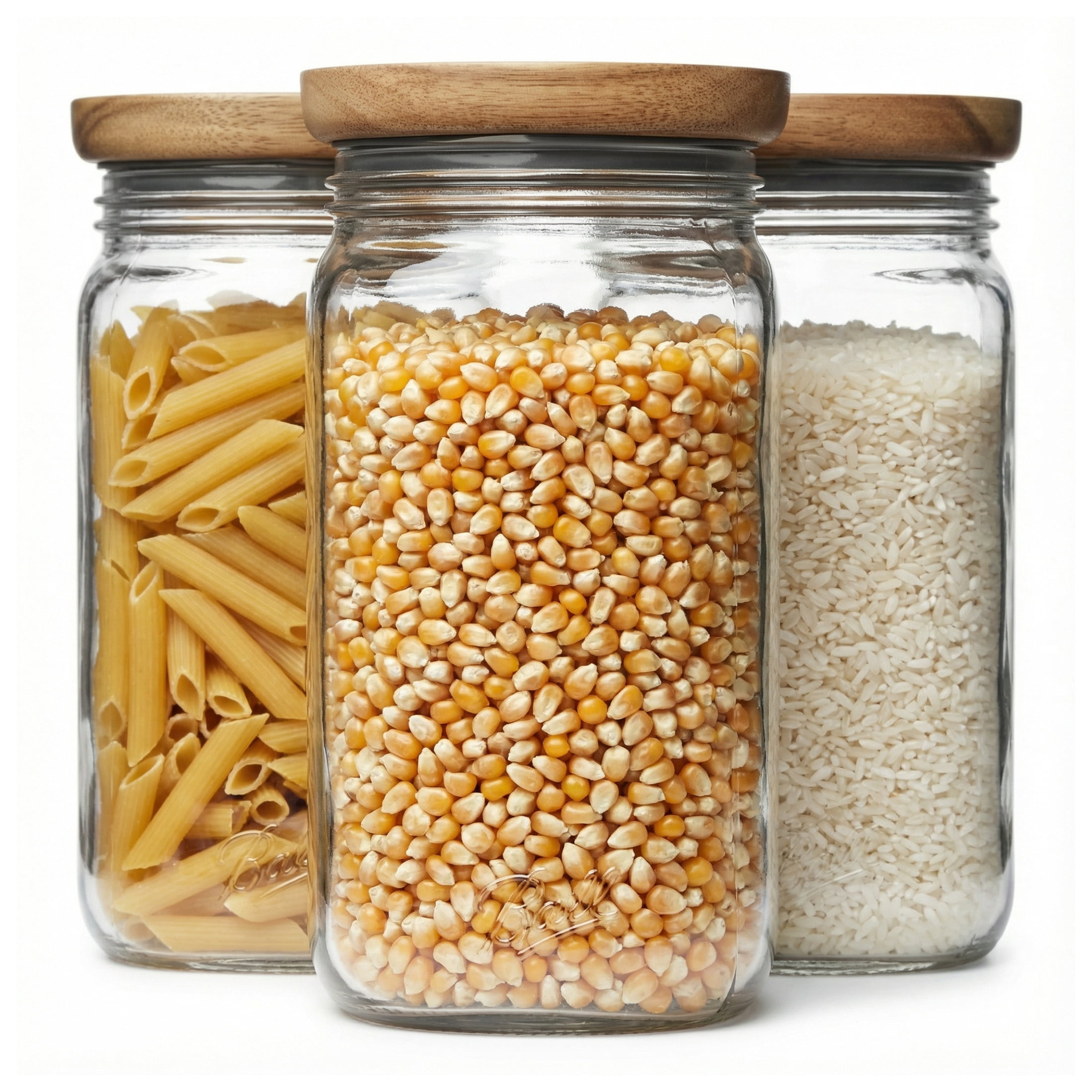 (3 pack) Ball Stack & Store 9.9-Cup Glass Jar with Natural Acacia Wood ...