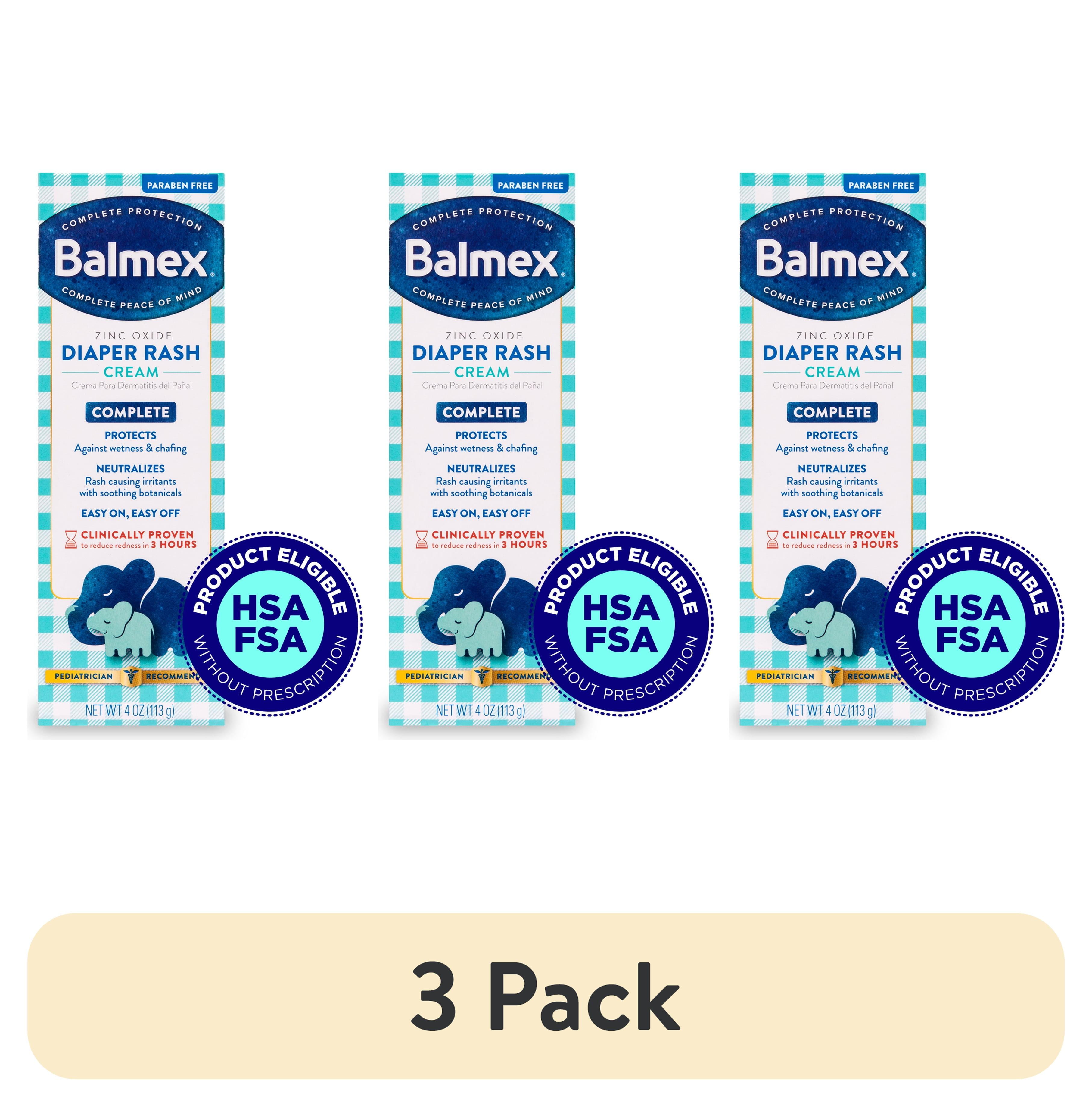(3 pack) Balmex Complete Protection Baby Diaper Rash Cream with Zinc ...