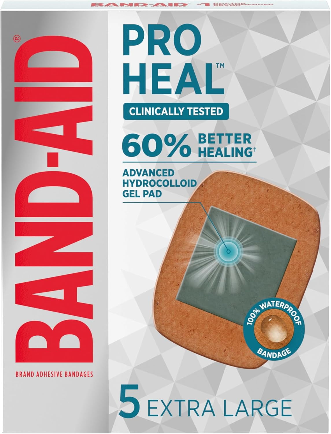 (3 pack) BAND-AID Brand Extra Large Pro Heal Bandages + Hydrocolloid ...