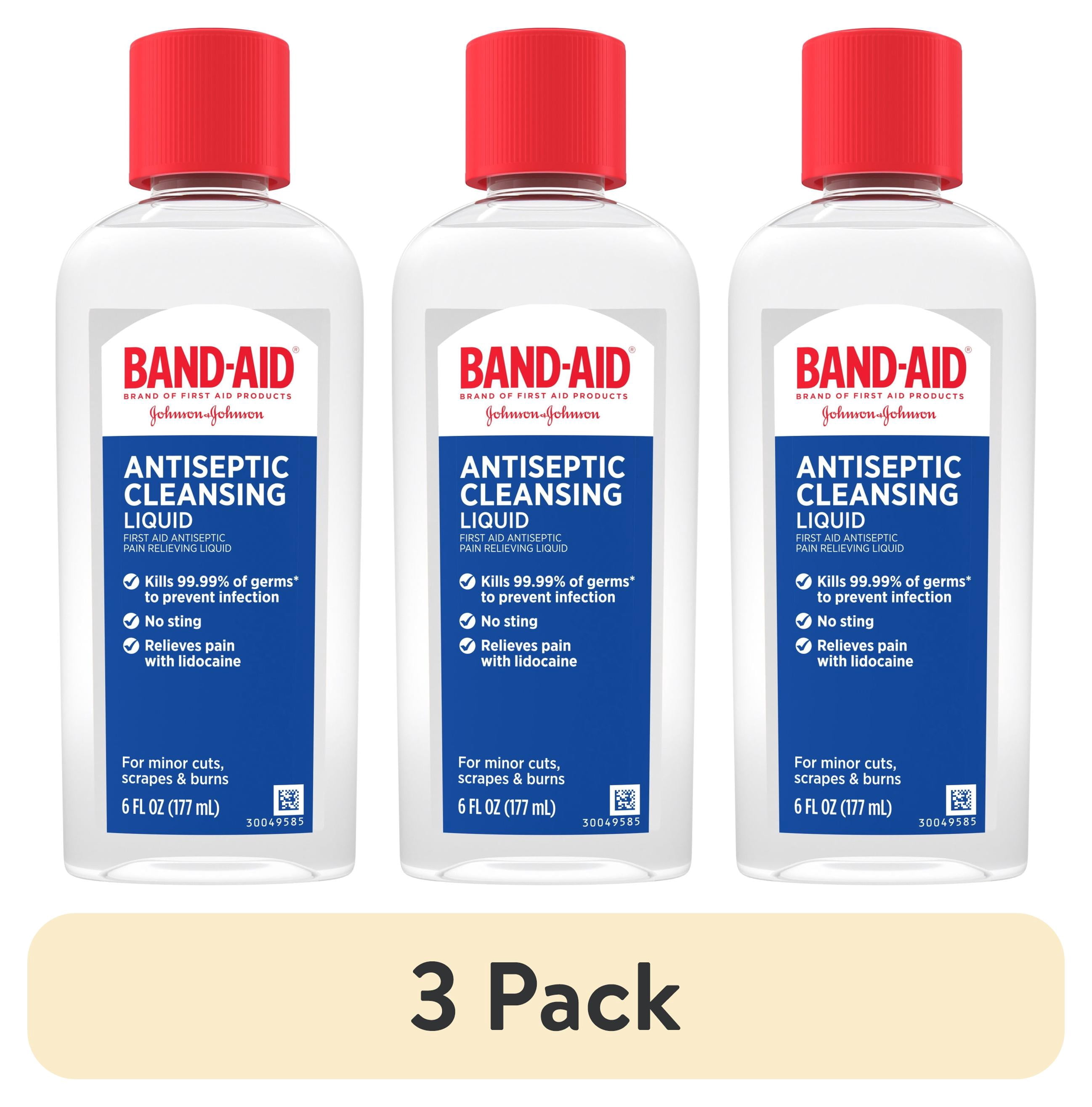 (3 pack) Band-Aid Brand Pain Relieving Antiseptic Cleansing Liquid, 6 ...