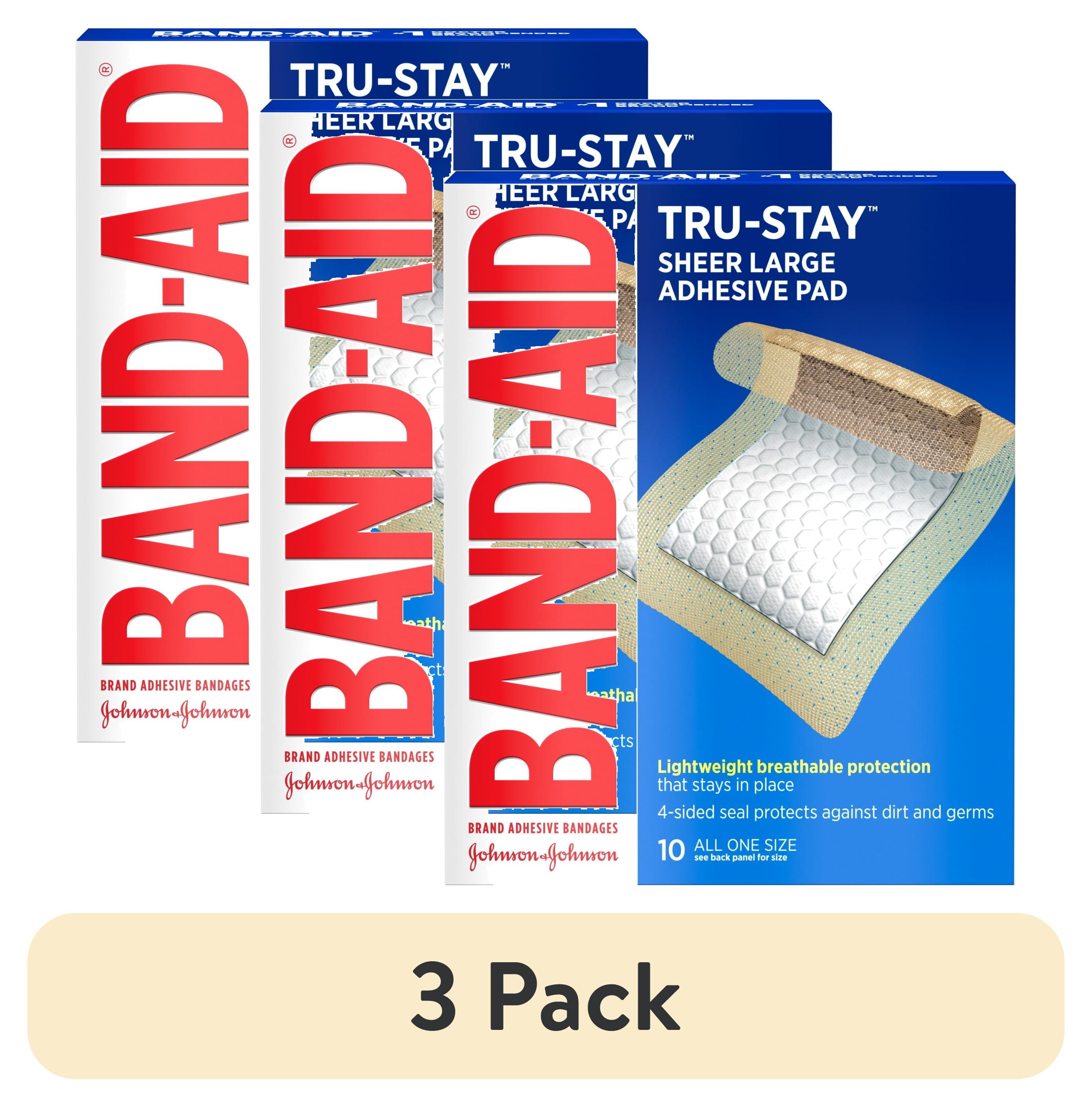 (3 pack) Band-Aid Brand Tru-Stay Adhesive Pads, Large Sterile Bandages ...