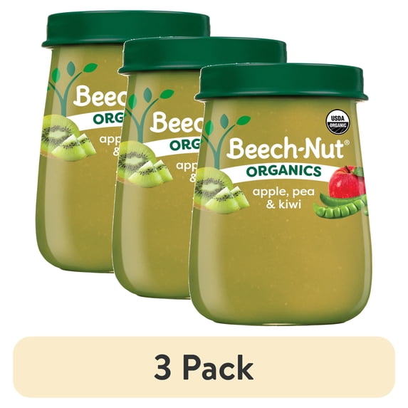 (3 pack) Beech-Nut Organics Stage 2 Organic Baby Food, Apple Pea & Kiwi ...