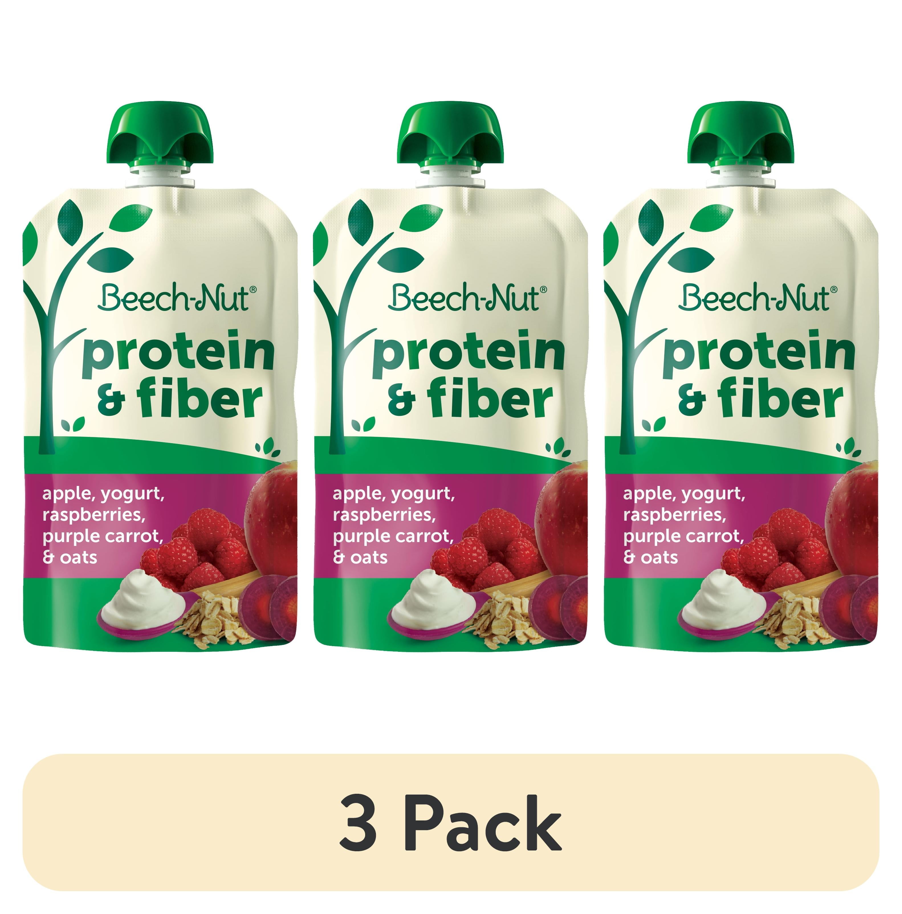 (3 pack) Beech-Nut Protein & Fiber Stage 4 Toddler Food, Apple Yogurt ...