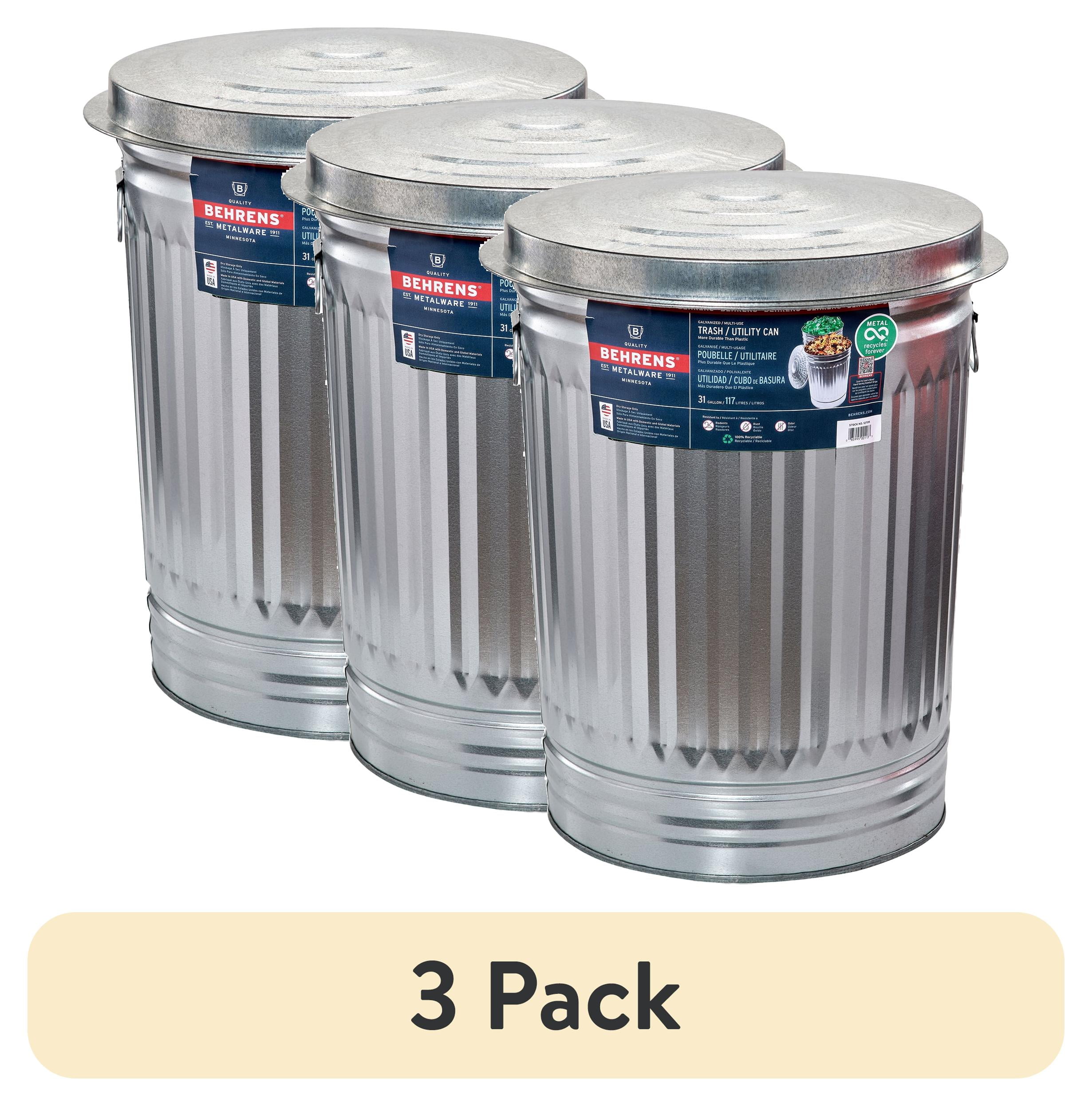 (3 pack) Behrens 31-Gallon Steel Trash Can - Walmart.com
