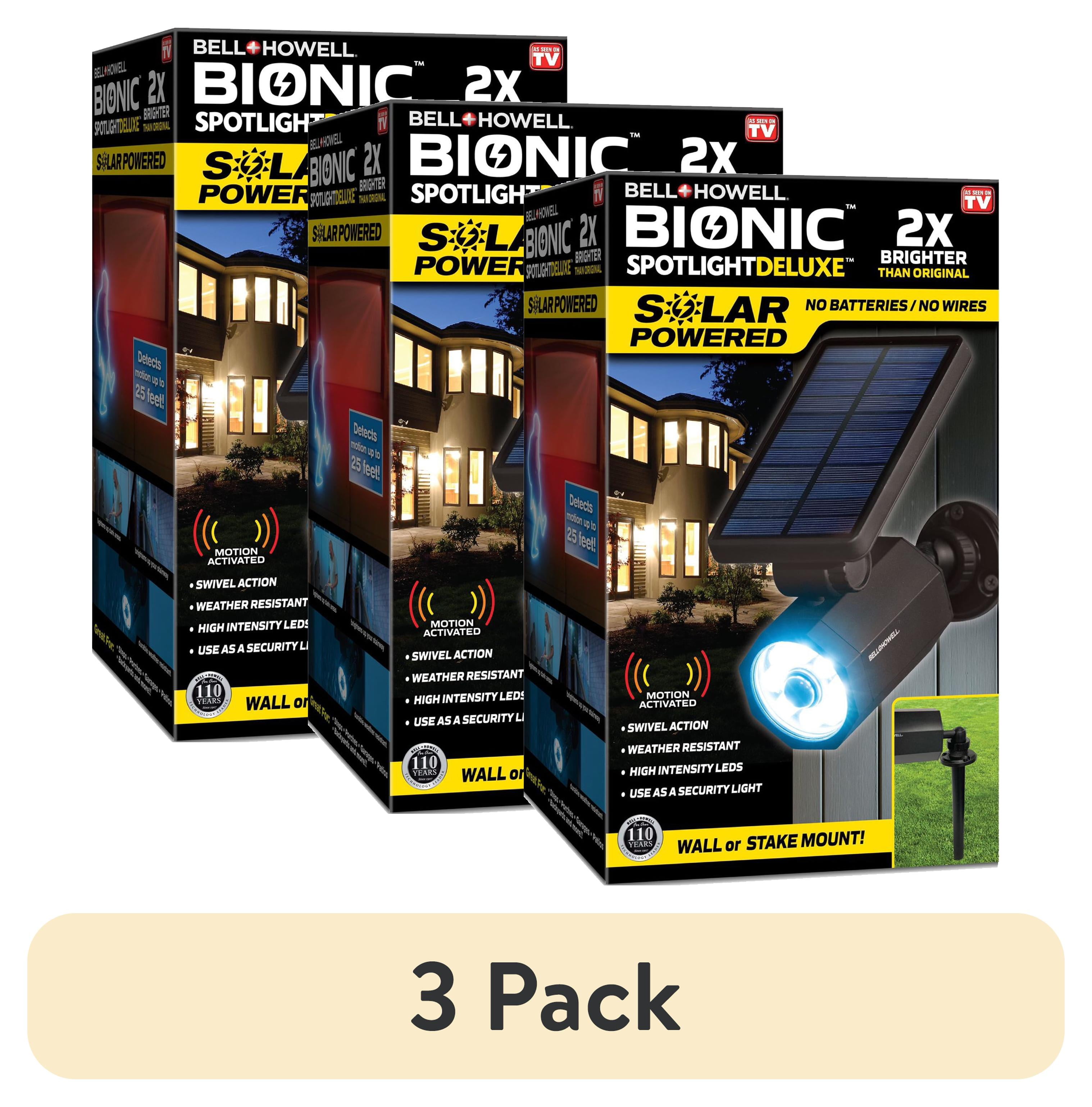 (3 pack) Bell + Howell Bionic Spotlight Deluxe Solar Powered Outdoor ...