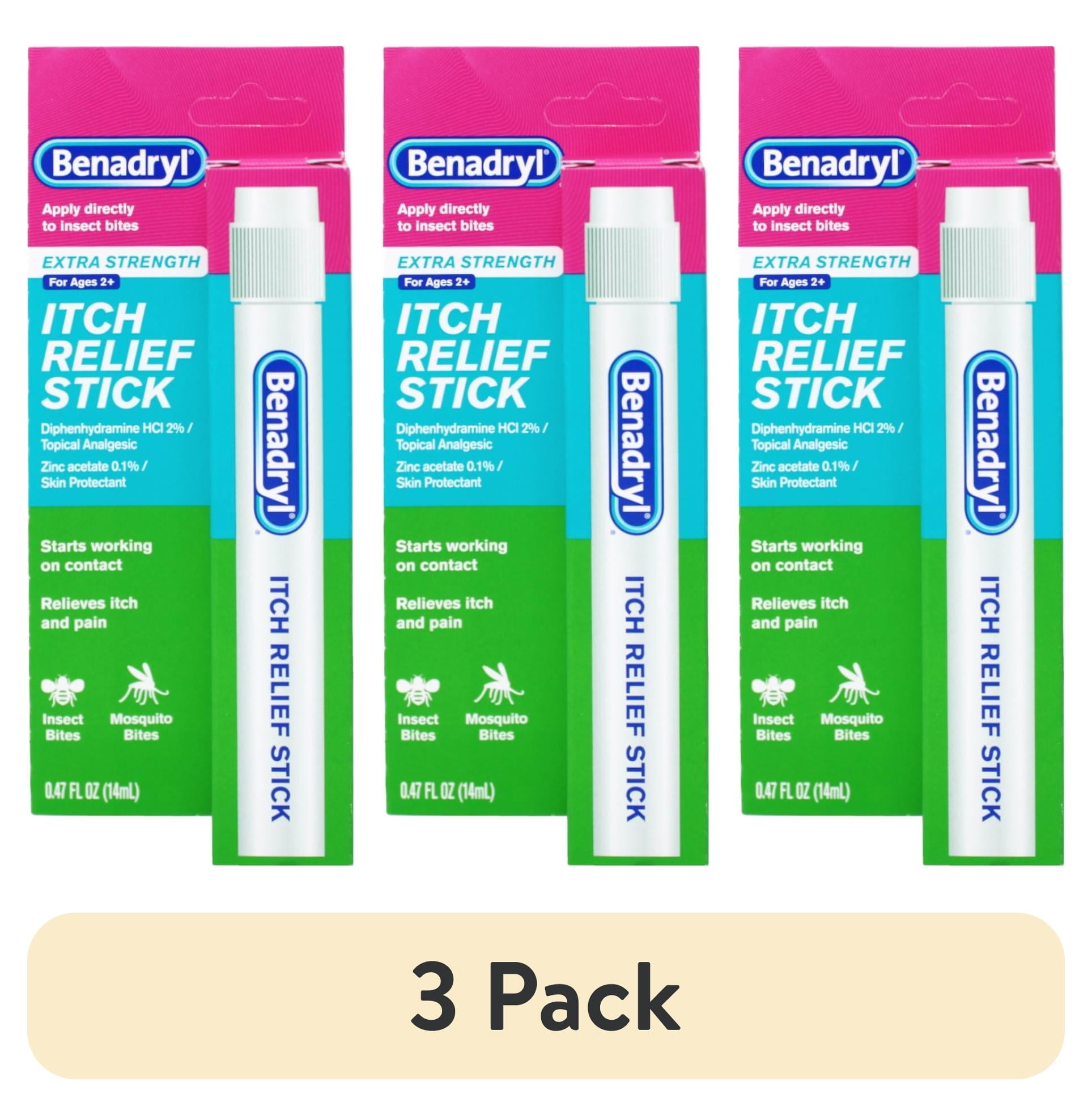 (3 pack) Benadryl Extra Strength Itch Relief Stick - Travel Size - 0.47 fl oz - Walmart.com