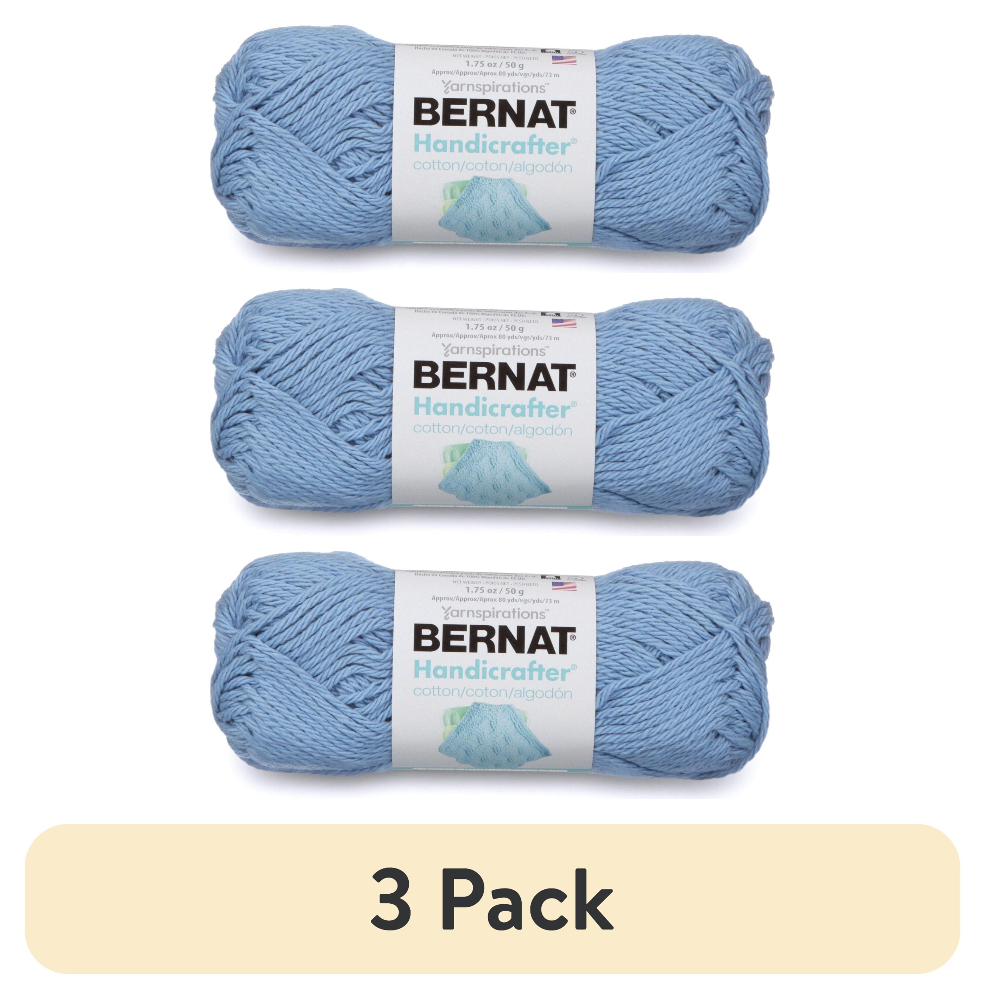 (3 pack) Bernat Handicrafter 4 Medium Cotton Yarn, French Blue 1.75oz ...