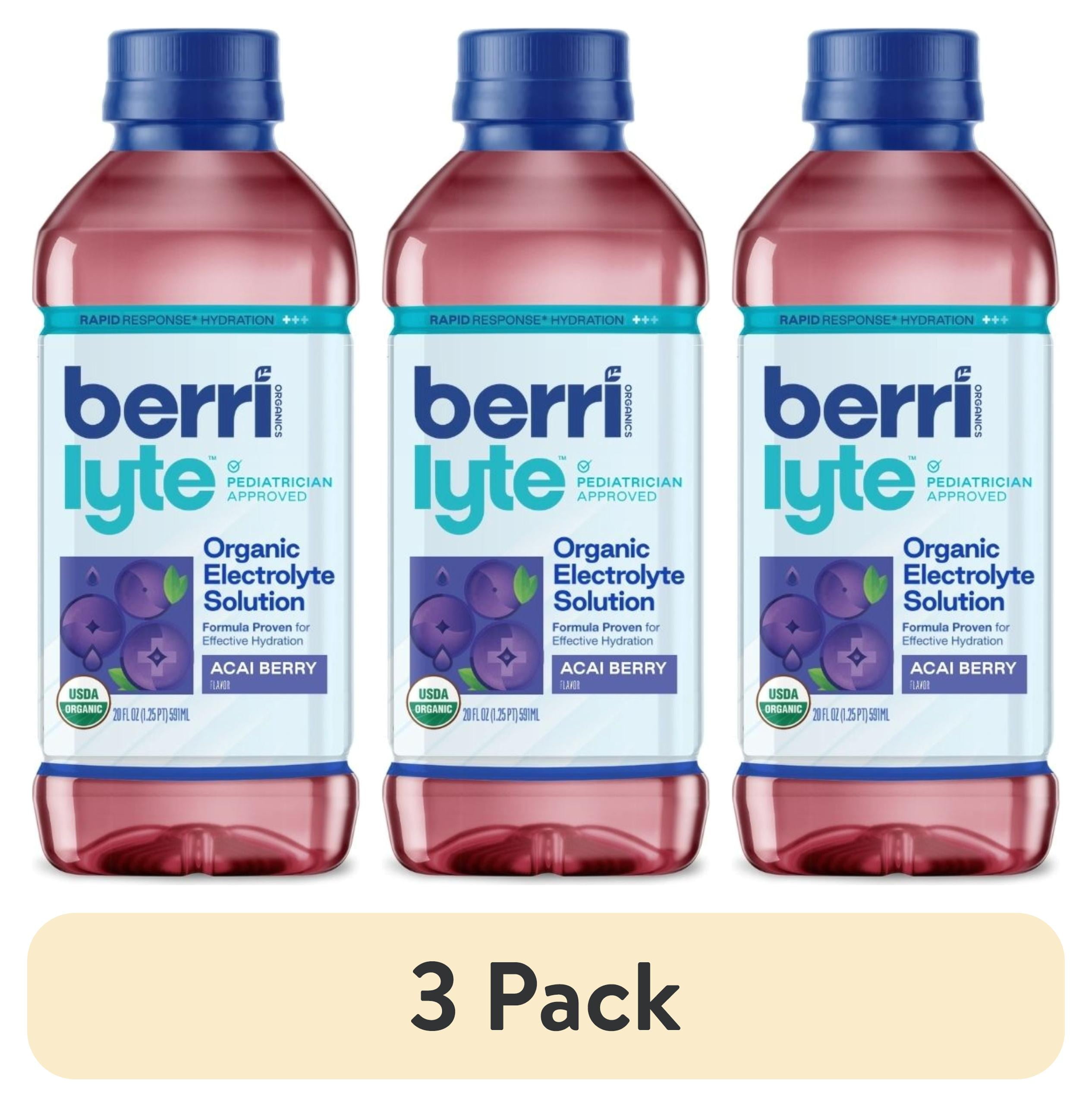 (3 pack) Berri Lyte Organic Electrolyte Hydration Solution Drink, Acai ...