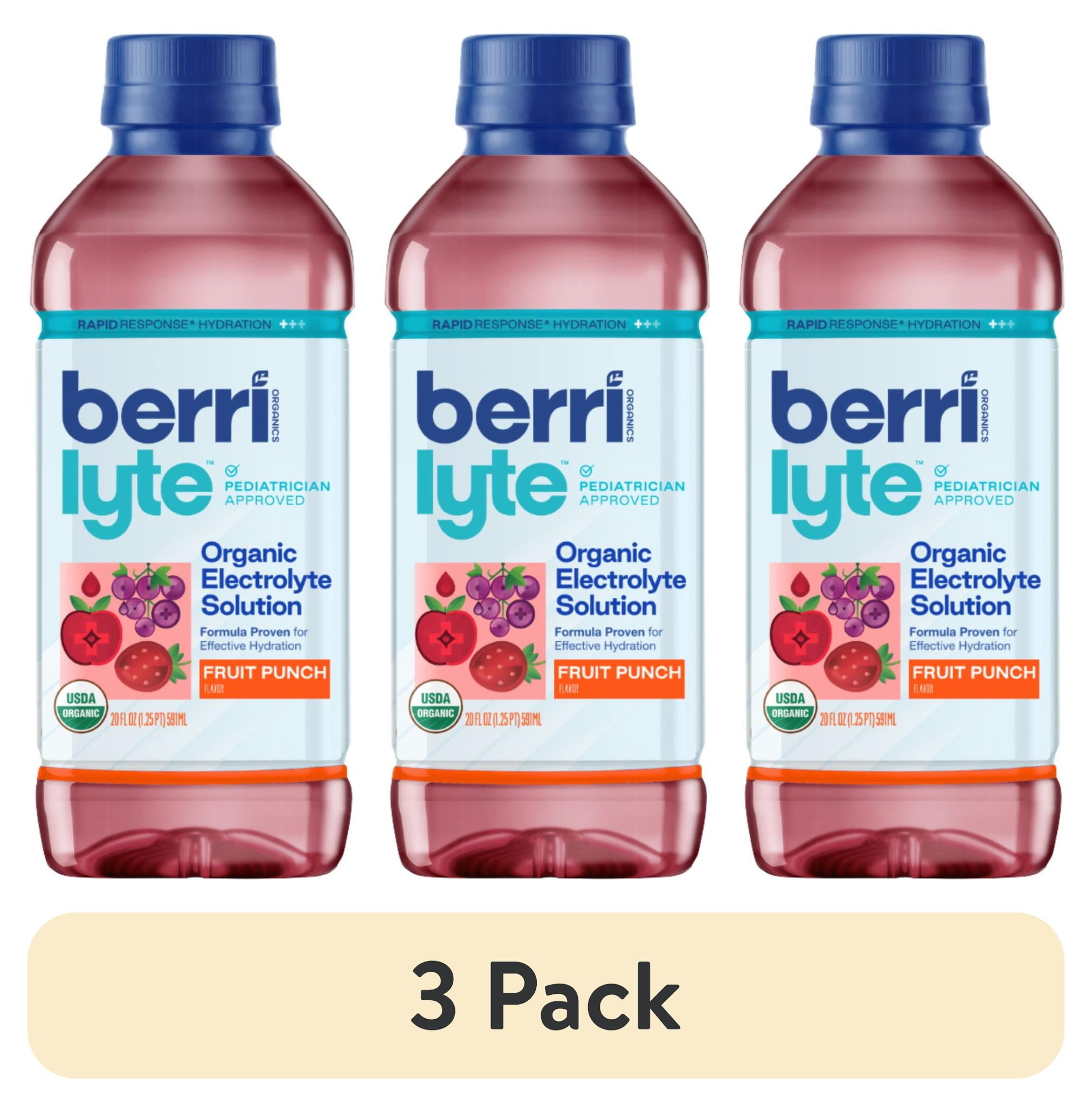 (3 pack) Berri Lyte Organic Electrolyte Hydration Solution Drink, Fruit ...