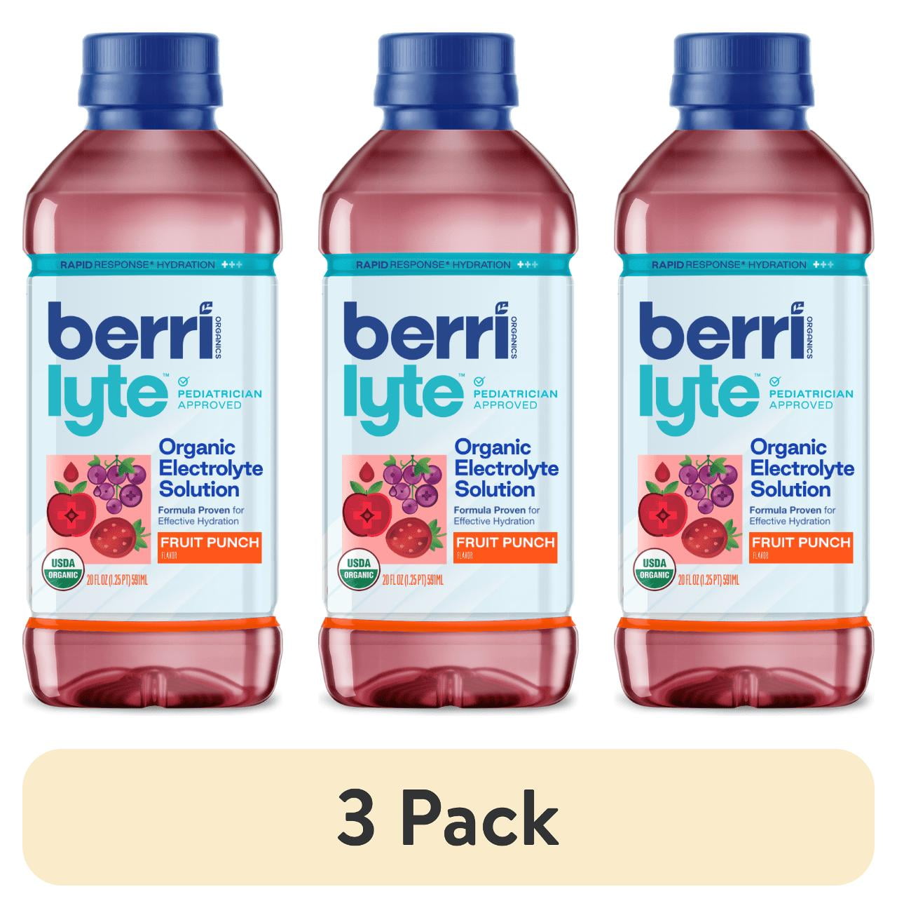 (3 pack) Berri Lyte Organic Electrolyte Hydration Solution, Fruit Punch ...