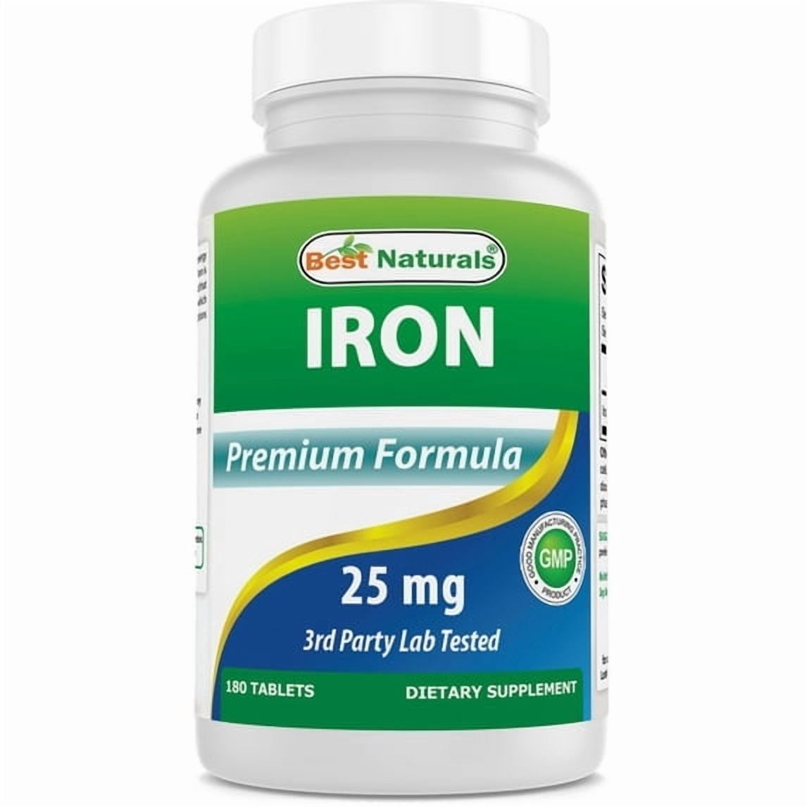(3 pack) Best Naturals Iron Supplement (Iron Bisglycinate) - 25mg - 180 ...