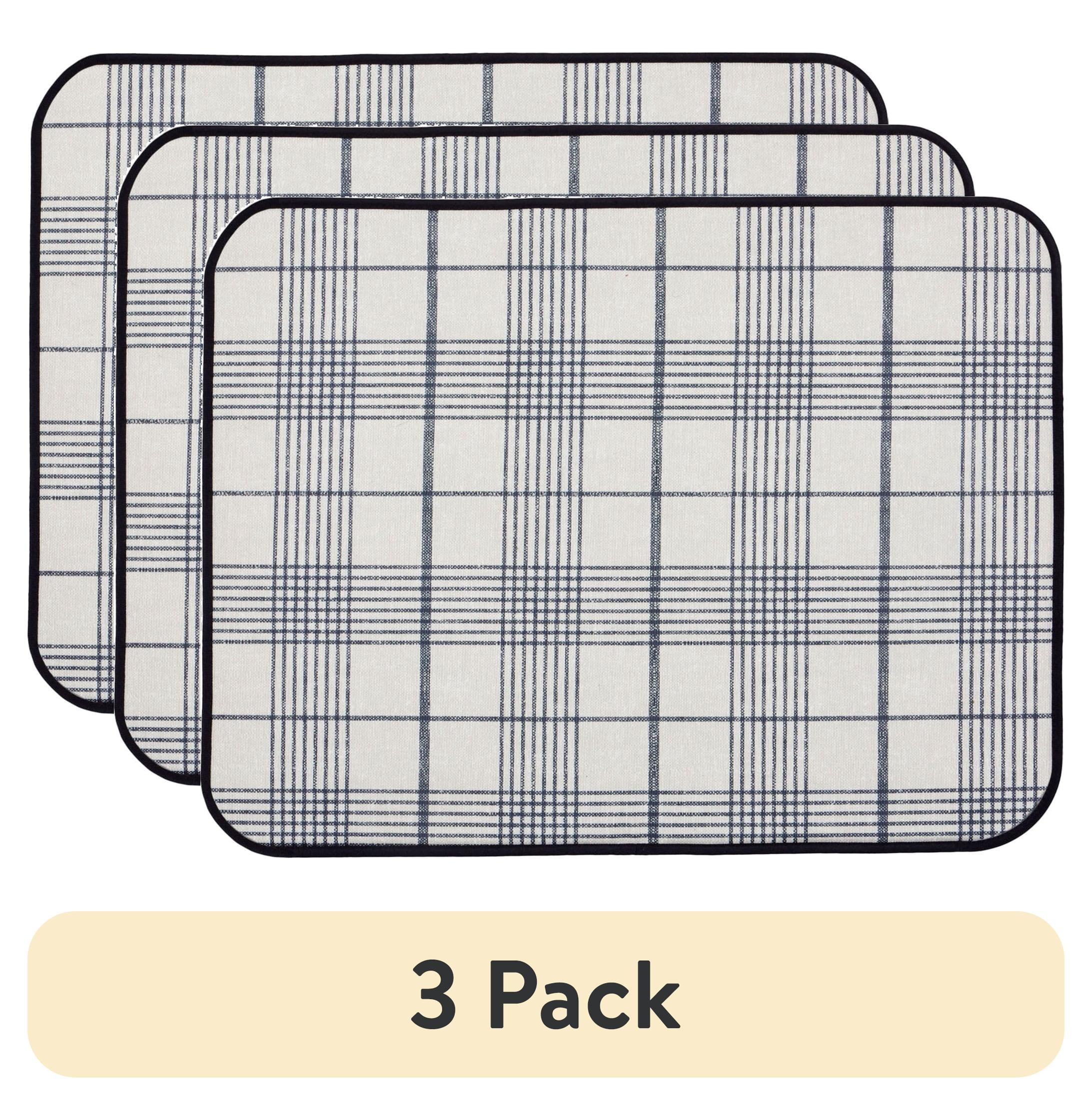 (3 pack) Better Homes & Gardens Dish Dry Mat, Weston Plaid Print, 18"W ...