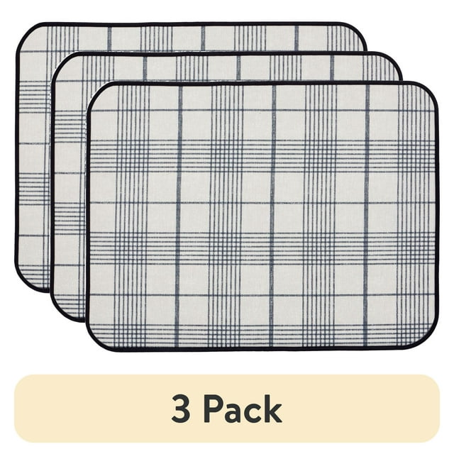 Better Homes & Gardens 3 Pack Weston Plaid Dish Dry Mat 18x24 ...