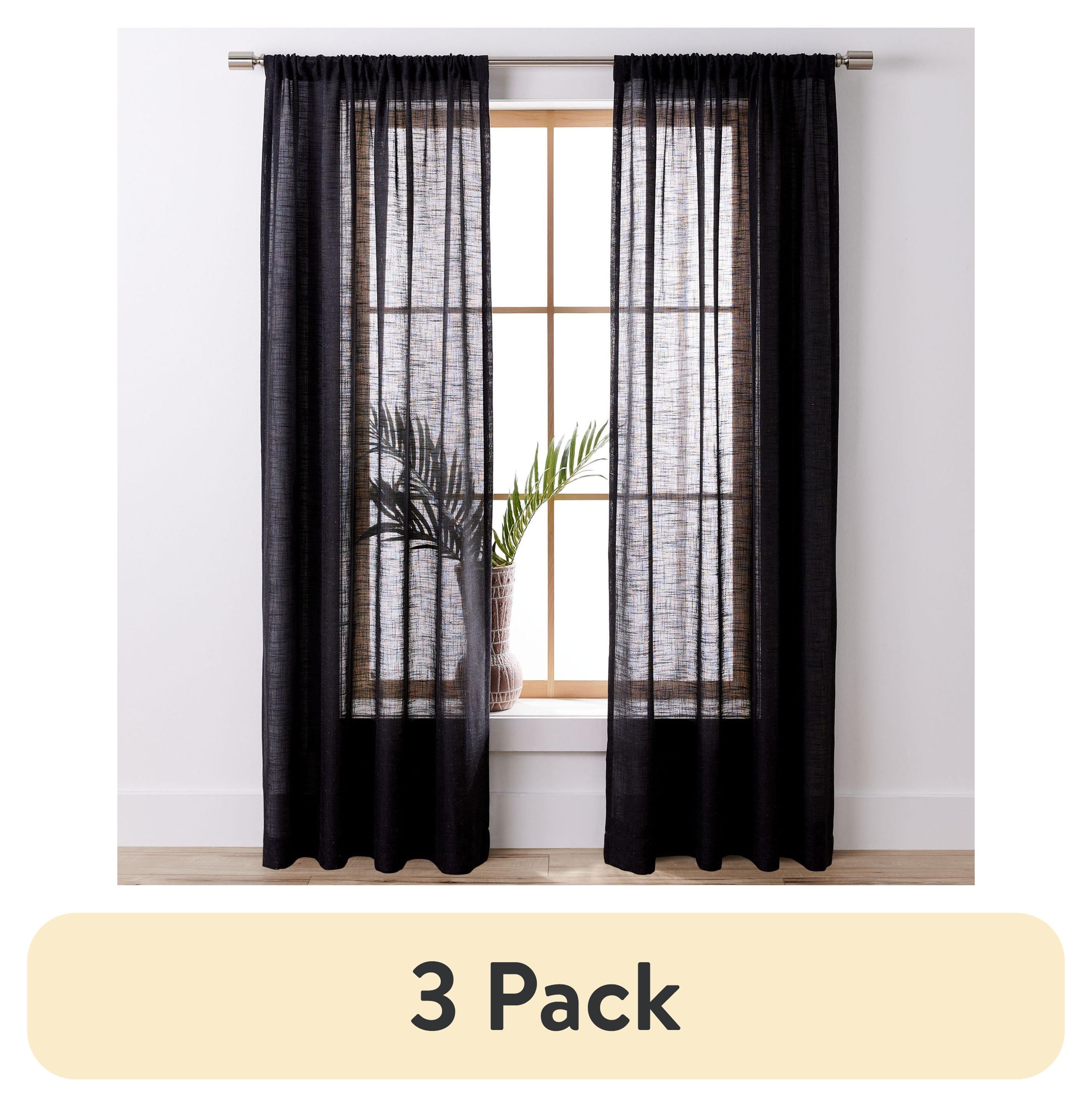 (3 pack) Better Homes & Gardens Light Filtering Linen Blend Rod Pocket ...