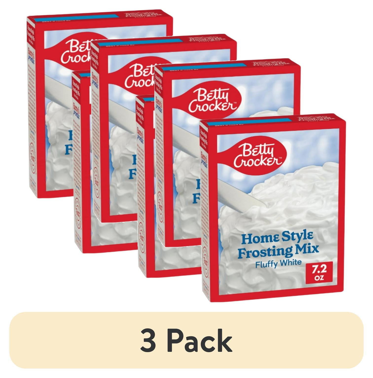 (3 pack) Betty Crocker HomeStyle Fluffy White Frosting Mix, 7.2 oz (2 ...