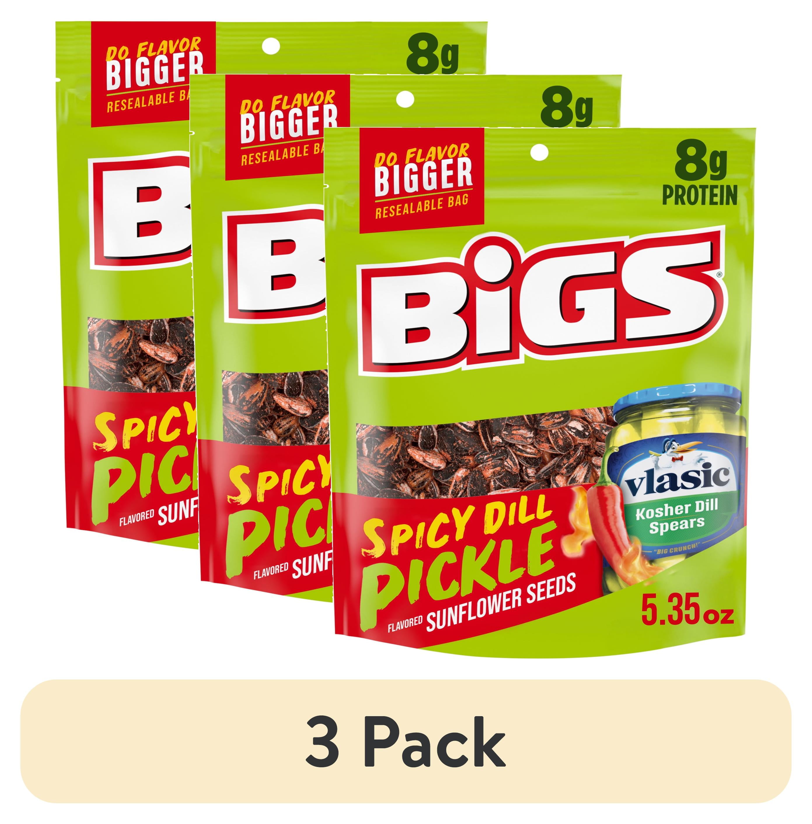 (3 pack) Bigs Vlasic Spicy Dill Pickle Flavored Sunflower Seeds, 5.35 ...