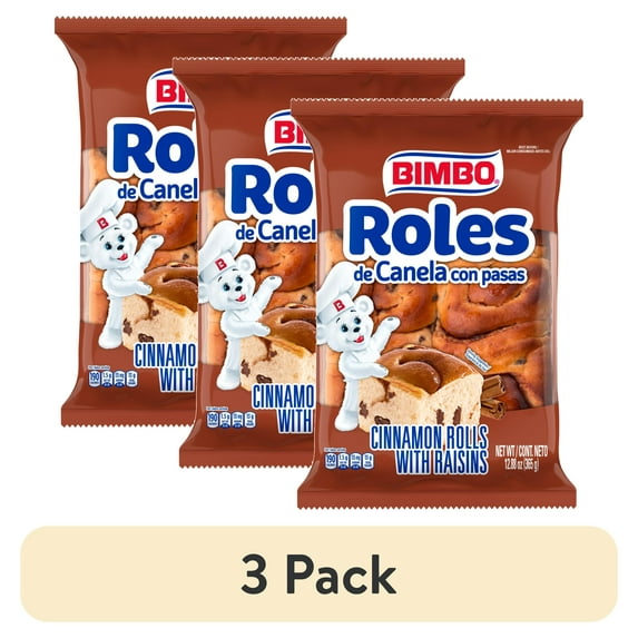 (3 pack) Bimbo Roles de Canela con Pasas Cinnamon Rolls with Raisins, 6 count, Pastries, 12.88 ...