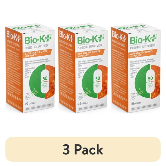 (3 pack) Bio-K+ Advanced Bowel Support Probiotic Capsules, Shelf Stable ...