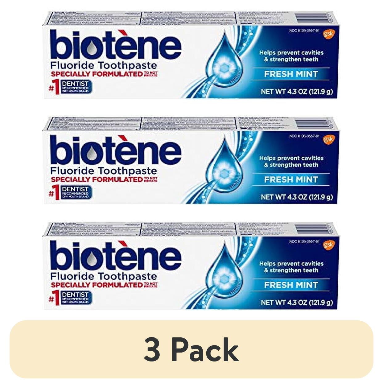 (3 pack) Biotene Fluoride Toothpaste for Dry Mouth Symptoms, Bad Breath ...