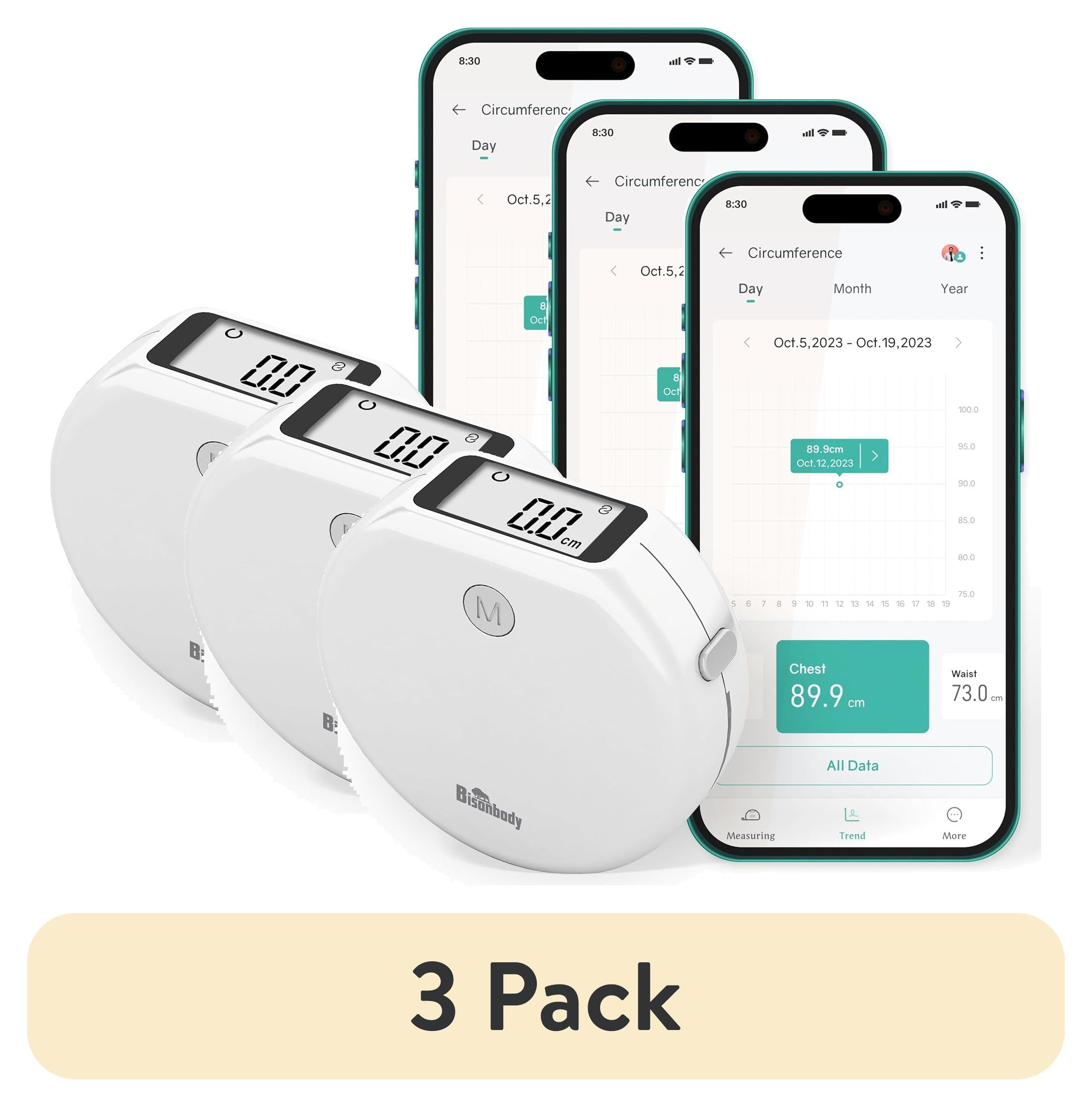 (3 pack) Bisonbody Smart Body Measuring Tape – Smart Tape Measure Body ...