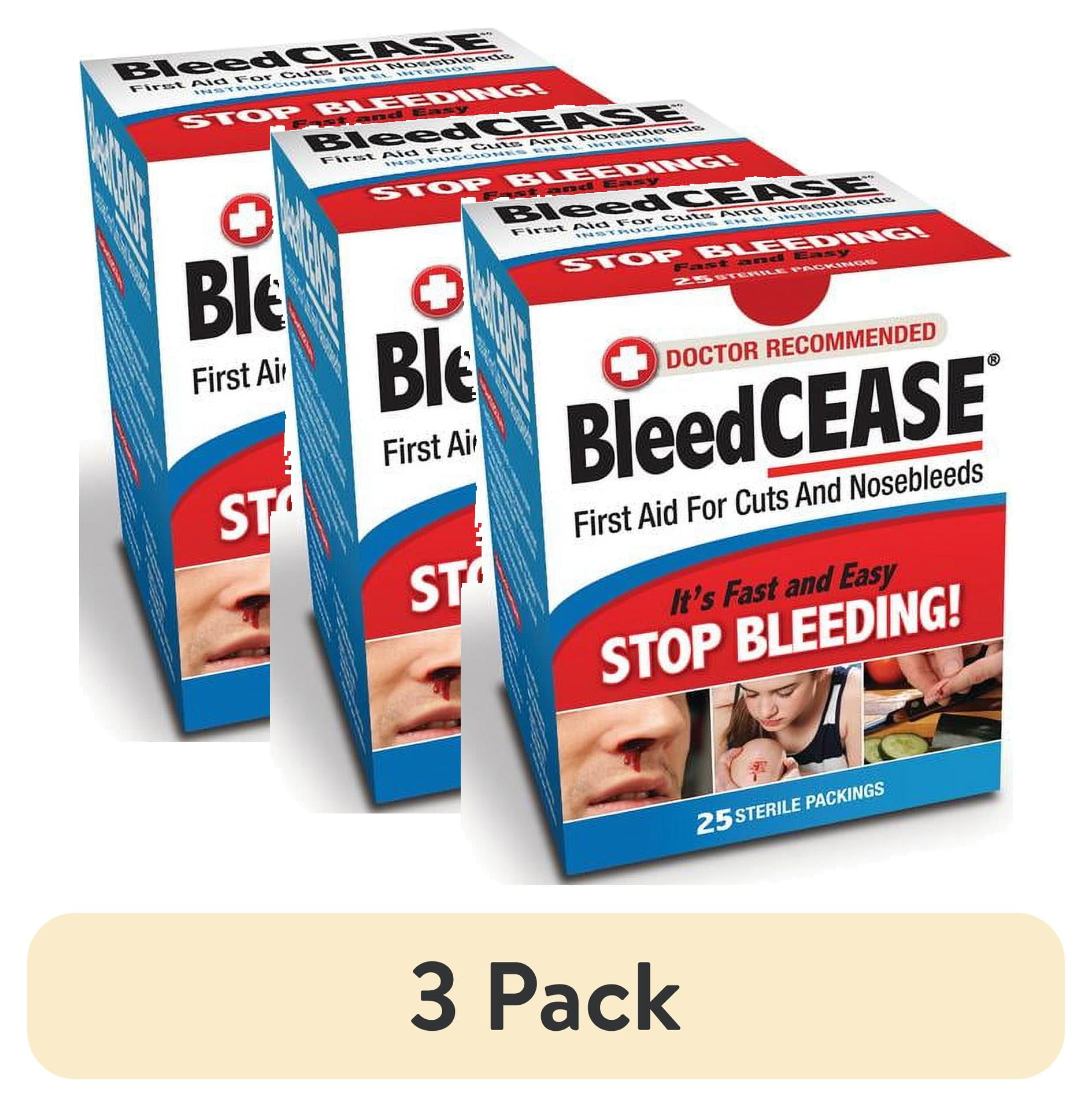 (3 pack) BleedCease First Aid for Cuts and Nosebleeds Sterile Packings ...