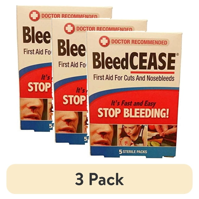 (3 pack) BleedCease Stop Bleeding First Aid for Cuts & Nosebleeds, 5 ...