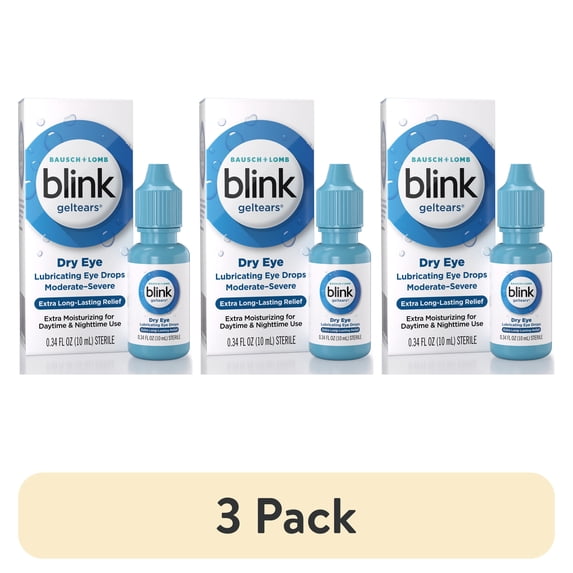 (3 pack) Blink GelTears Lubricant Eye Drops and Artificial Tears for ...