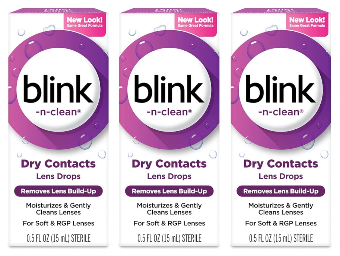 (3 pack) Blink-N-Clean Lens Drops for Any Soft Contact Lens, 0.5 FL OZ ...