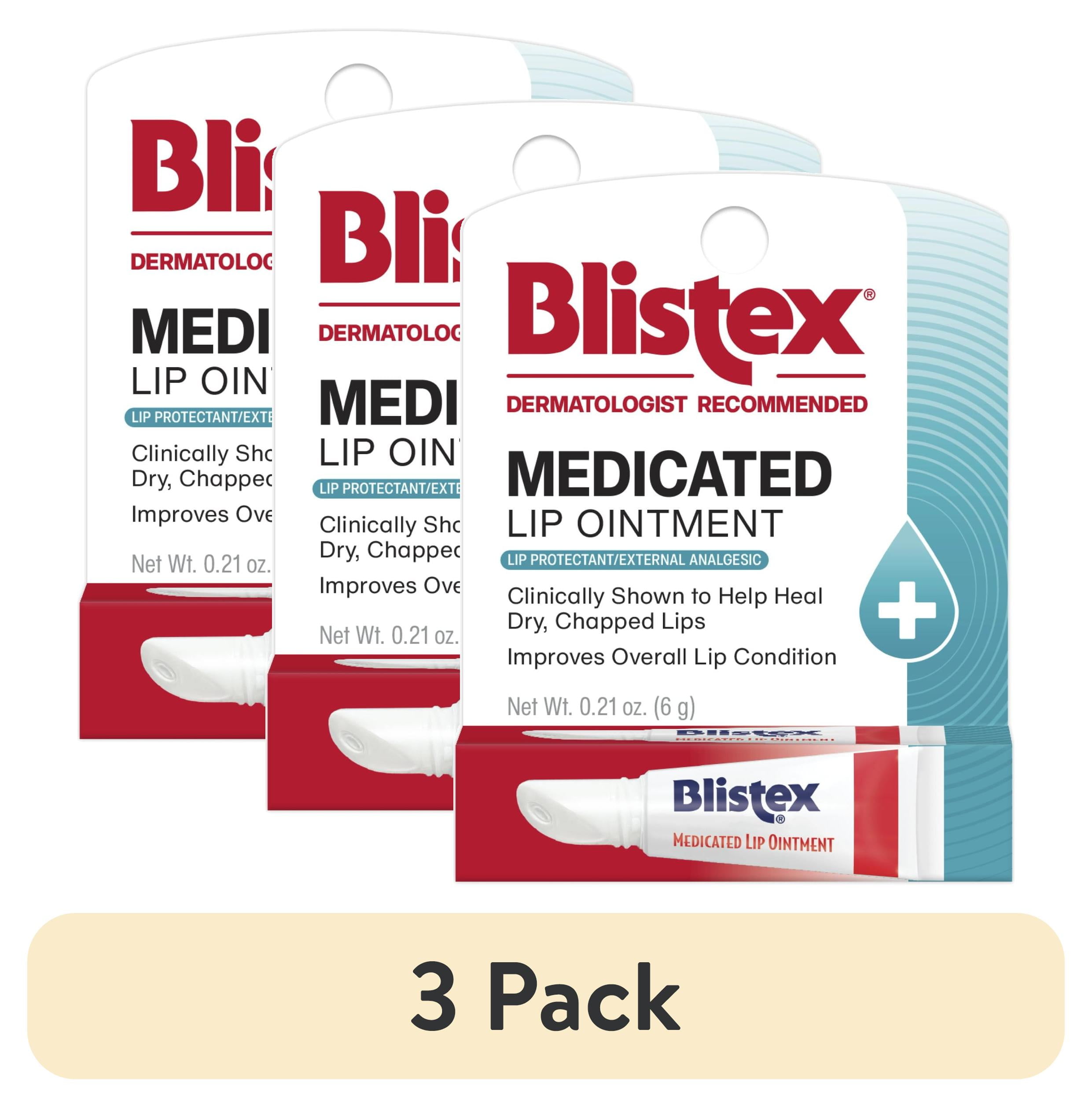 (3 pack) Blistex Medicated Lip Ointment, Relief For Chapped Lips, 1 ...
