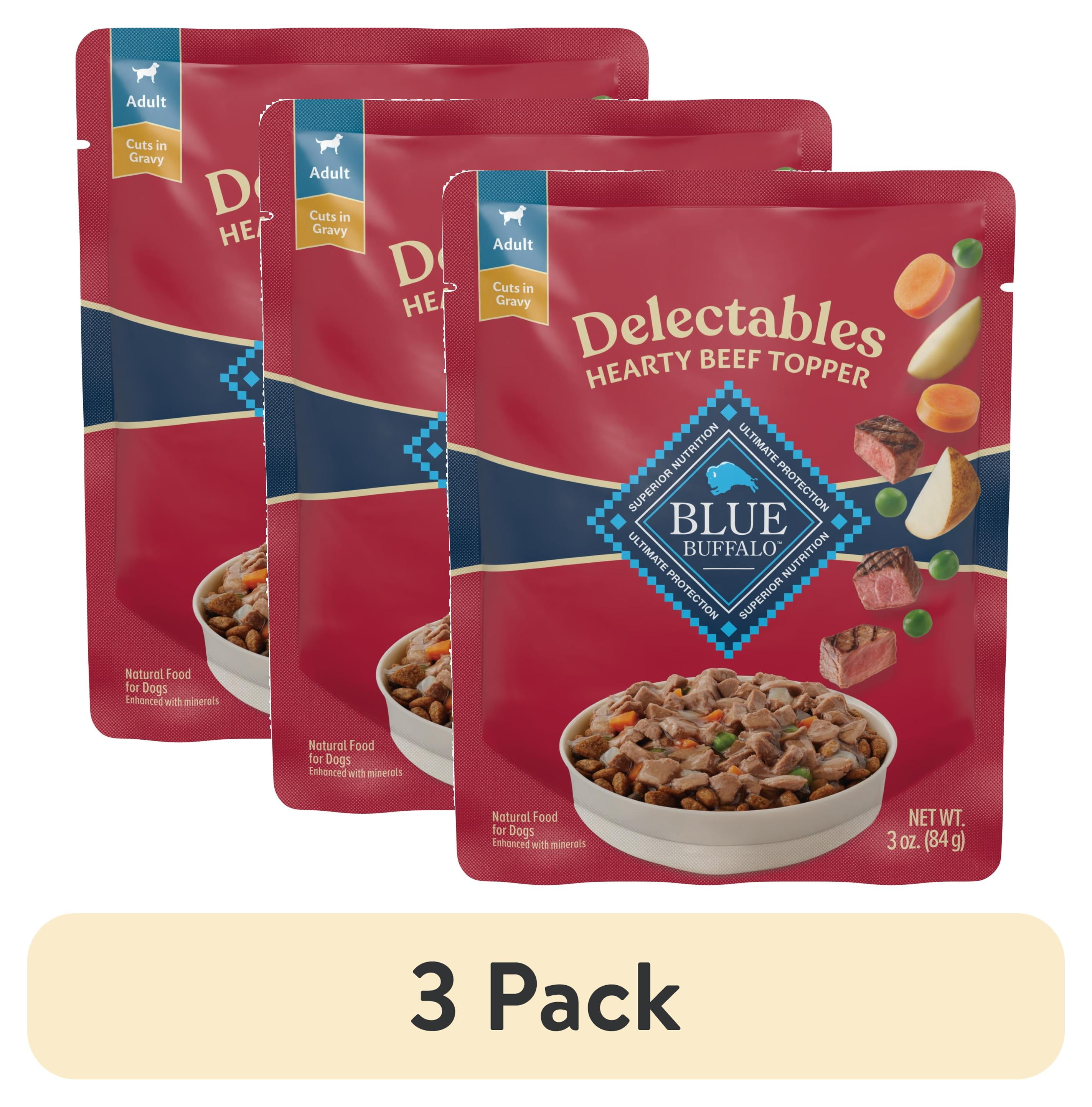 (3 pack) Blue Buffalo Delectables Natural Wet Dog Food Toppers, Hearty ...