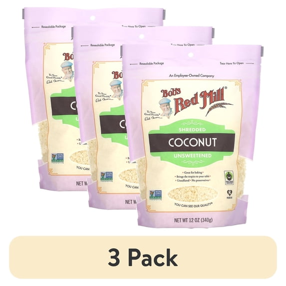 (3 pack) Bob's Red Mill Shredded Coconut (Unsweetened), 12-ounce ...