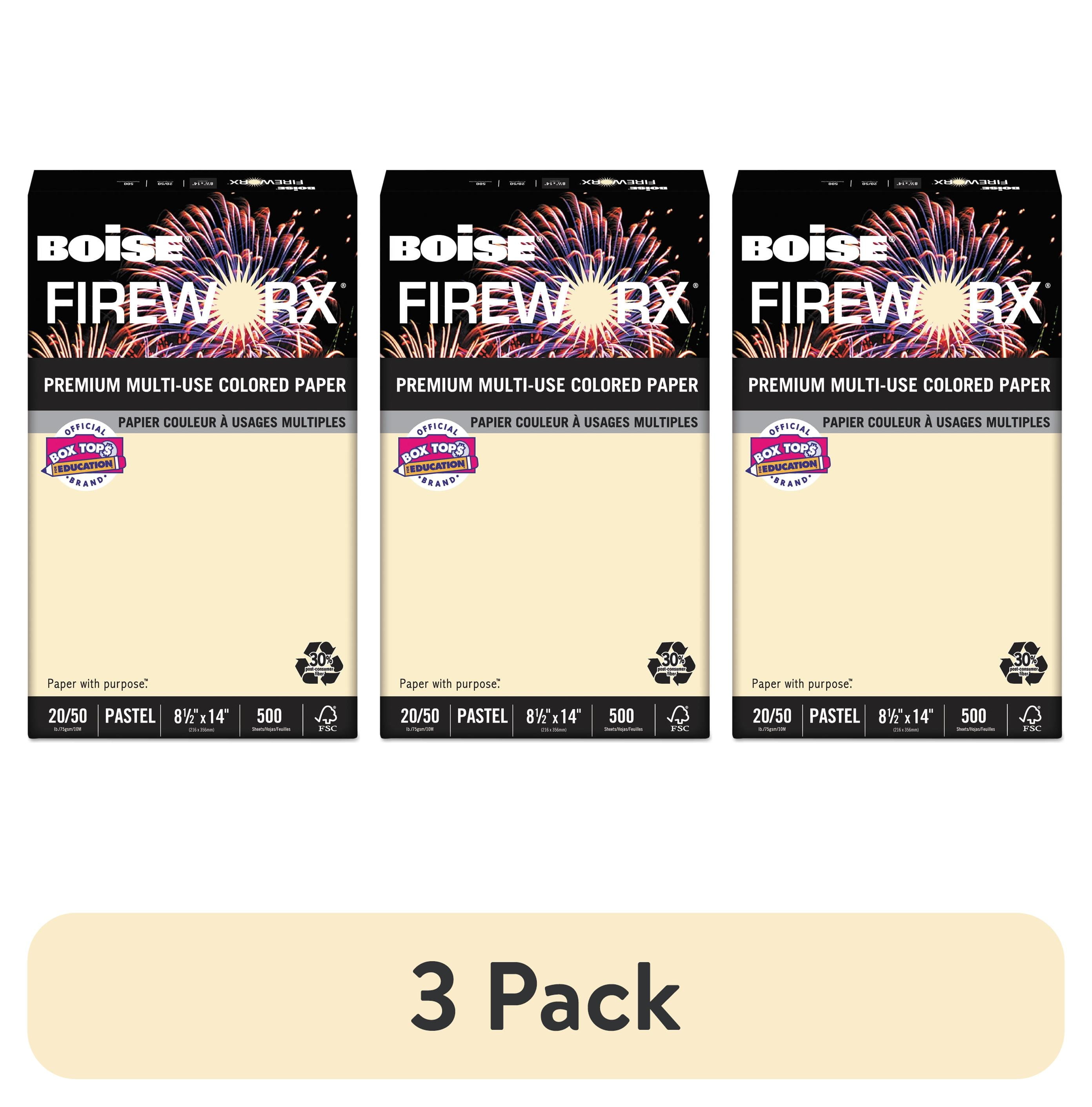 (3 pack) Boise FIREWORX Colored Paper 20lb 8-1/2 x 14 Flashing Ivory 500 Sheets/Ream MP2204IY ...