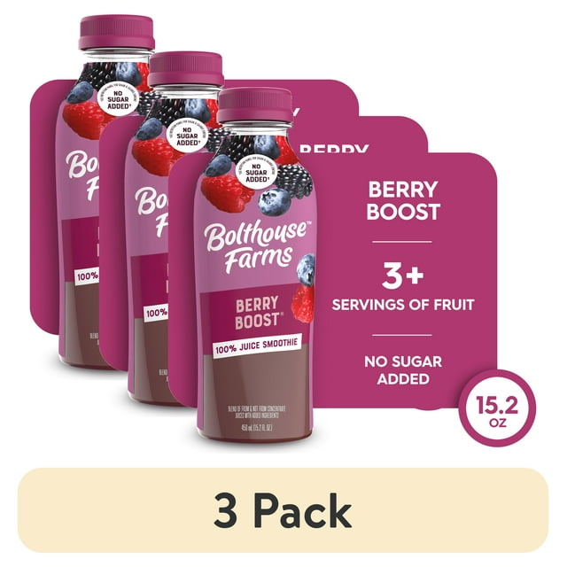 (3 pack) Bolthouse Farms Fruit Juice Smoothie, Berry Boost, 15.2 fl. oz ...