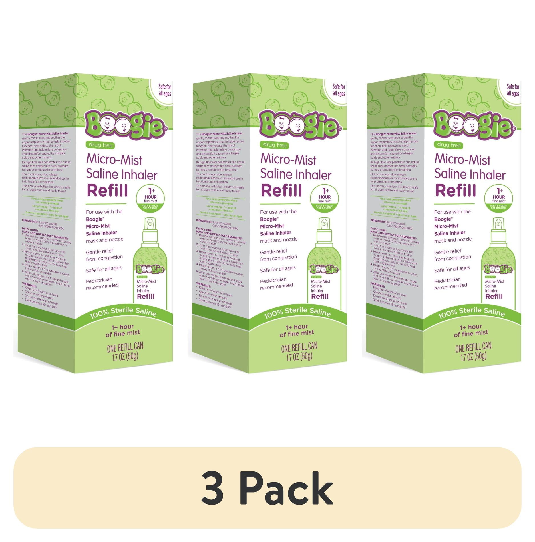(3 pack) Boogie Sterile and Drug-Free Micro-Mist Saline Inhaler Spray ...