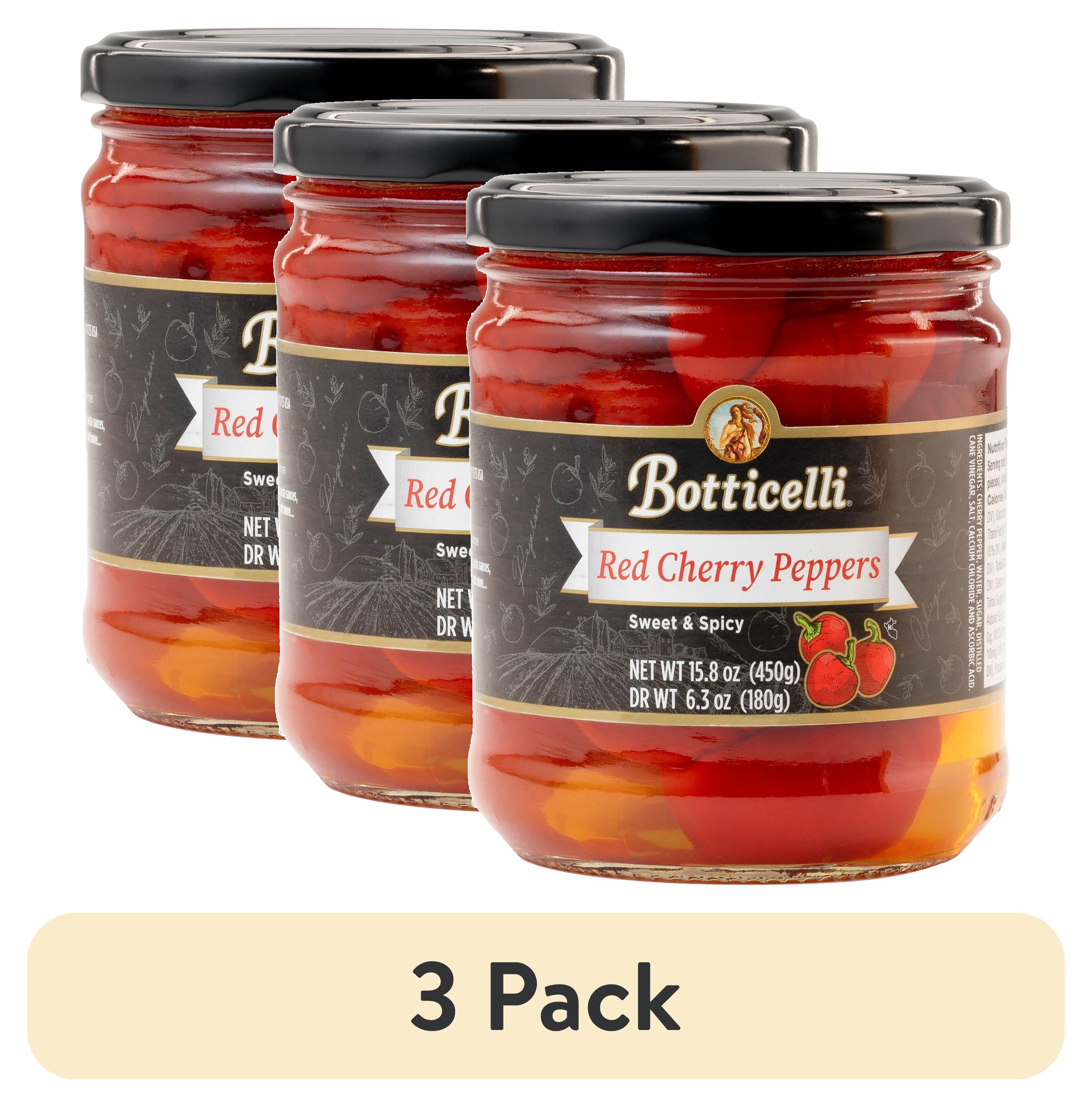 (3 pack) Botticelli Sweet & Hot Cherry Peppers, 15.8 oz, 6 Servings ...